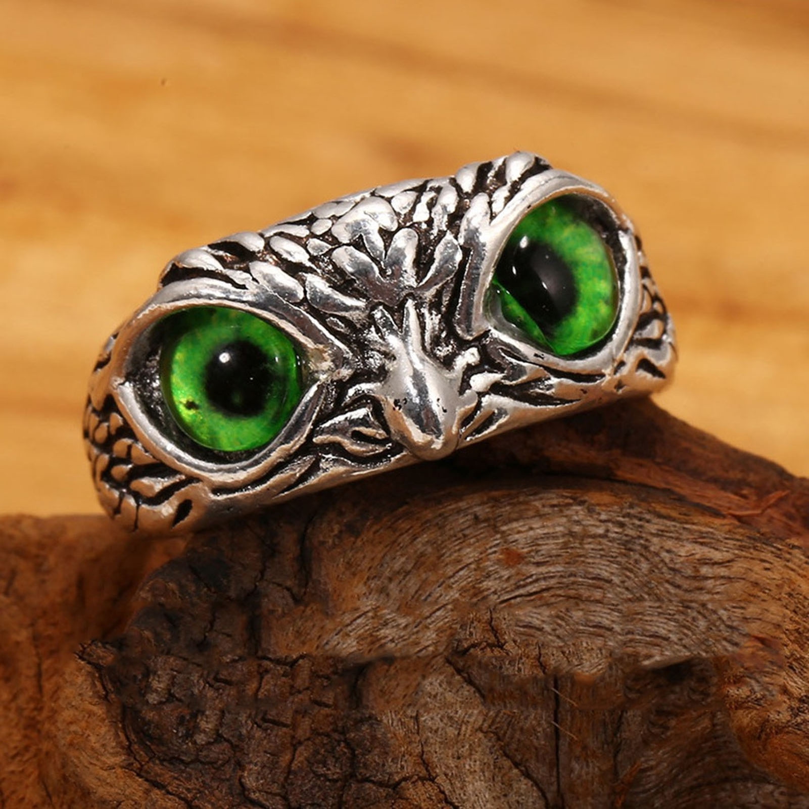 Walbest Adjustable Owl Ring with Big Eyes, Ultralight Simple Style ...