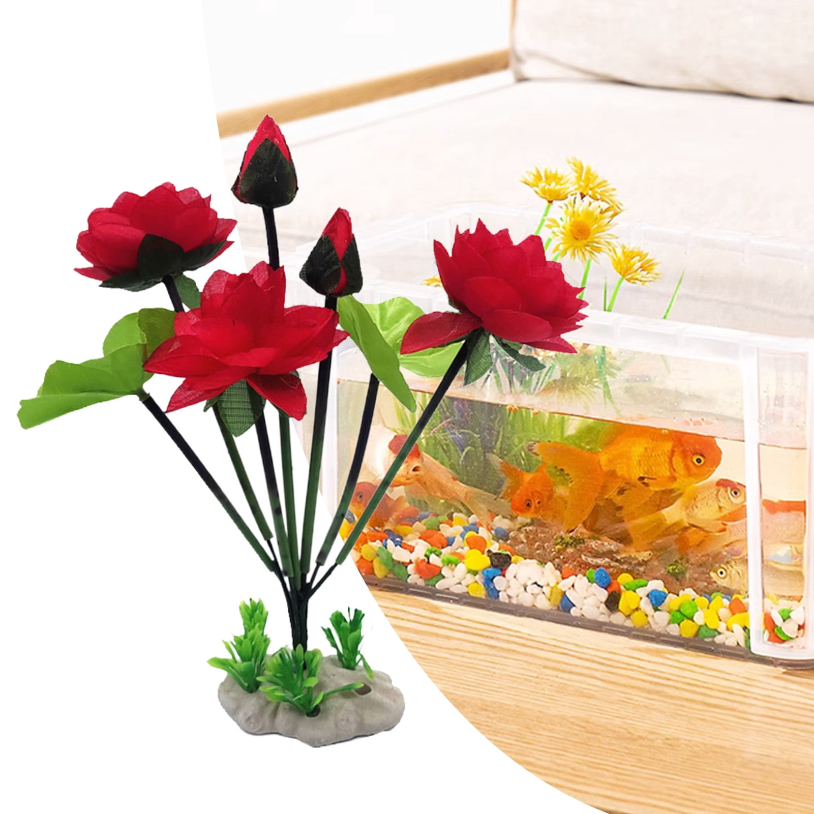 Walbest Aquarium Artificial Lotus Flowers Fish Tank Water Lily Aquarium ...
