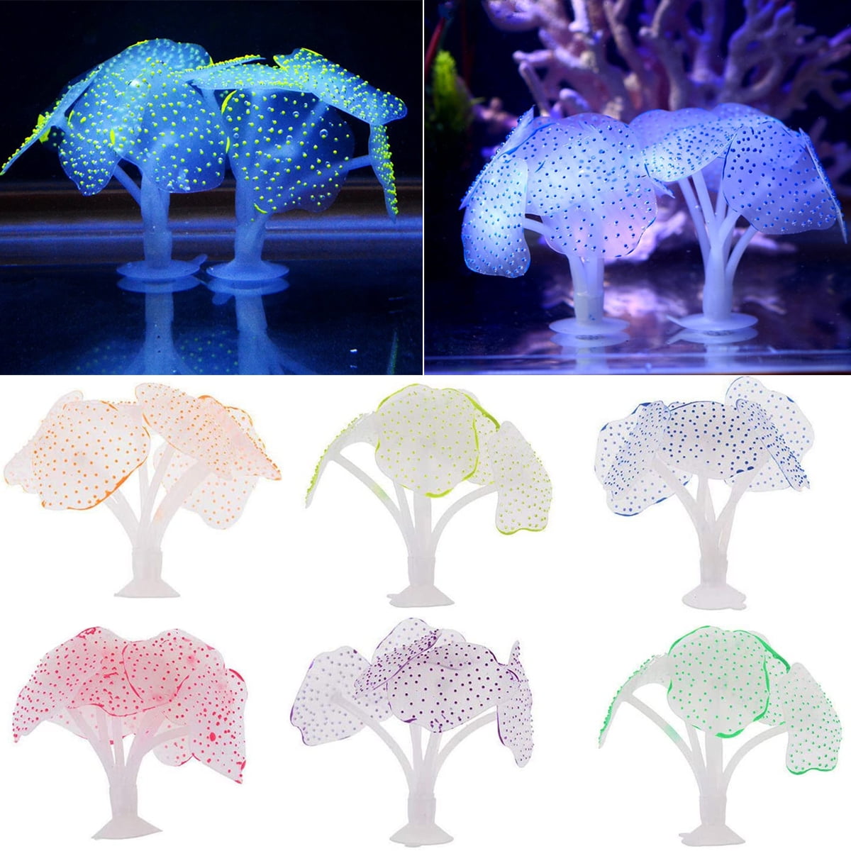 Walbest Aquarium Silicone Floating Glowing Fluorescent Coral ...