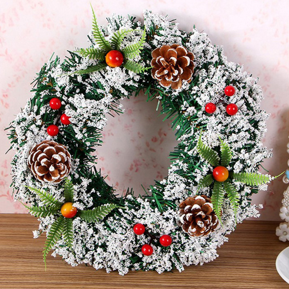 Walbest Artificial Christmas Wreath, Decorated with Pine Cones, Berry Clusters, Frosted Branches ...