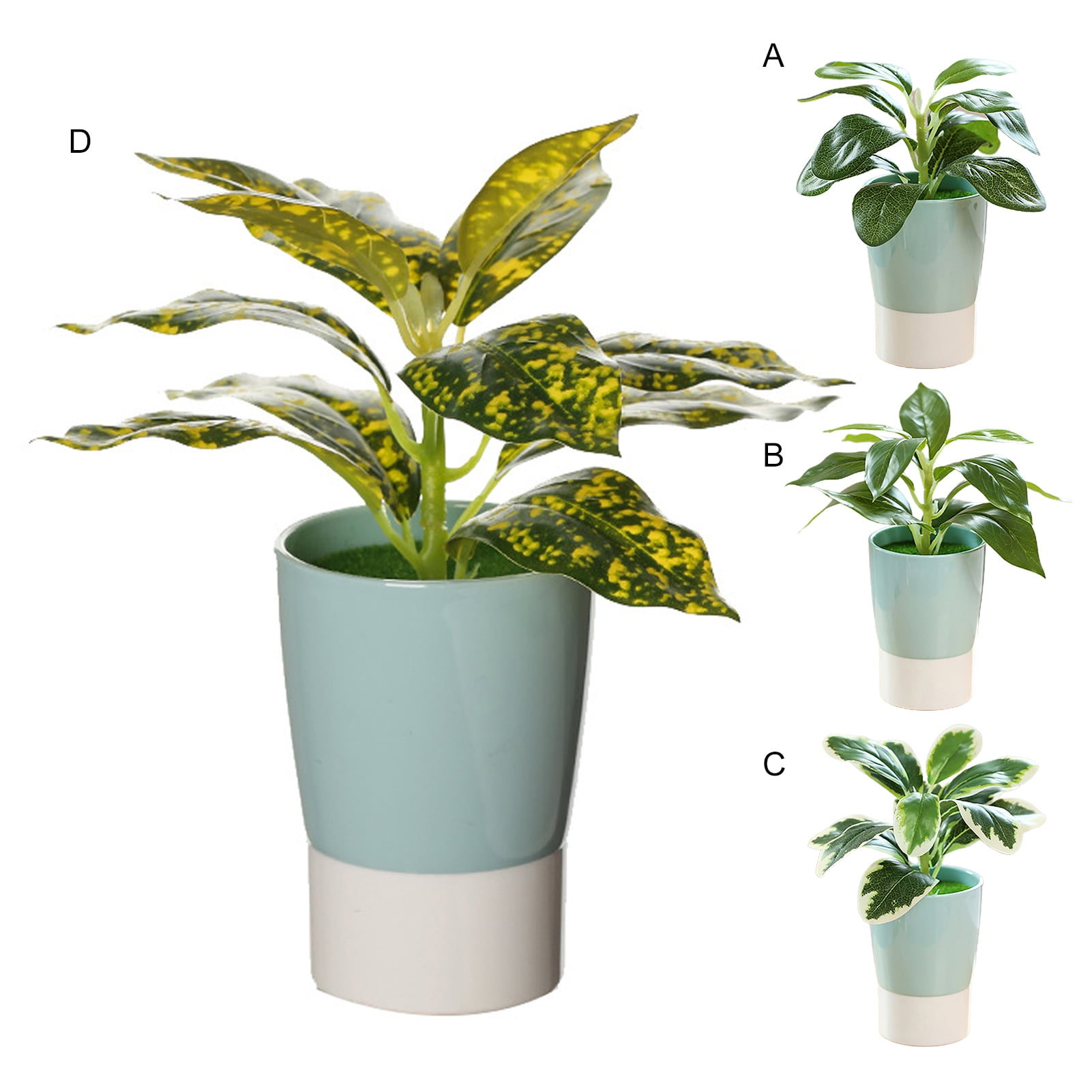 Walbest Artificial Green Plants Mini Potted, High Simulation Plastic ...