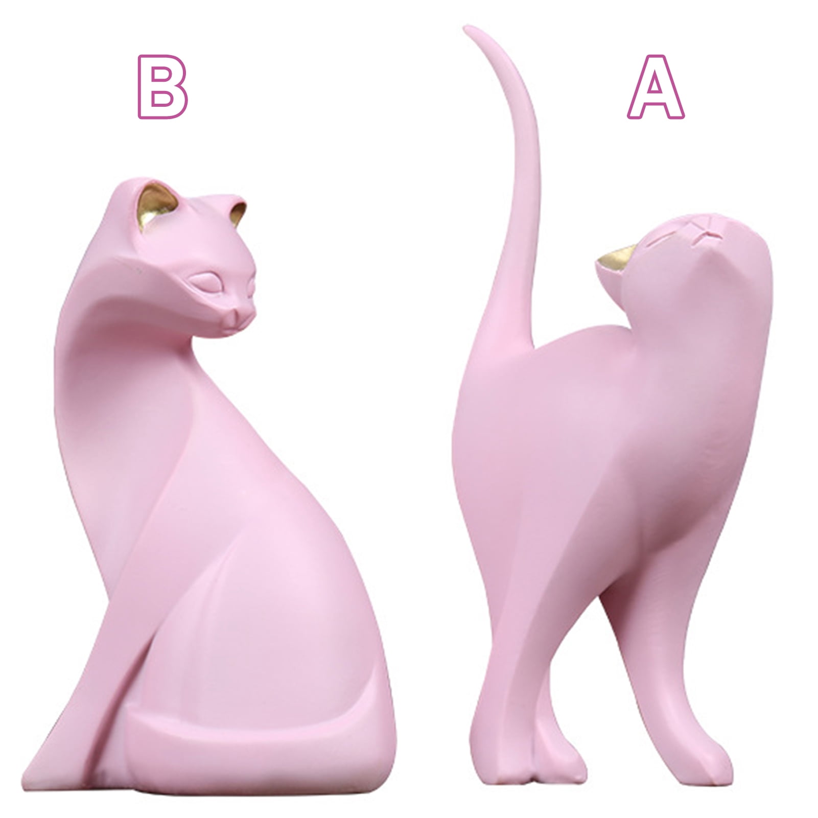 Walbest Artistic Cat Statue Hand-crafted Resin Cheerful Cat Sculpture ...