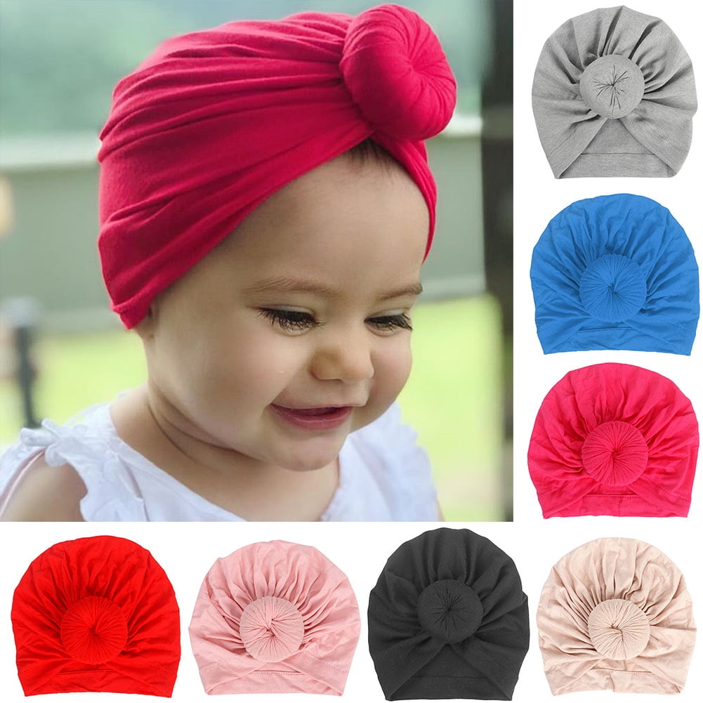 Walbest Baby Girl Boy Solid Color Turban Knot Headdress Headwear Wrap ...