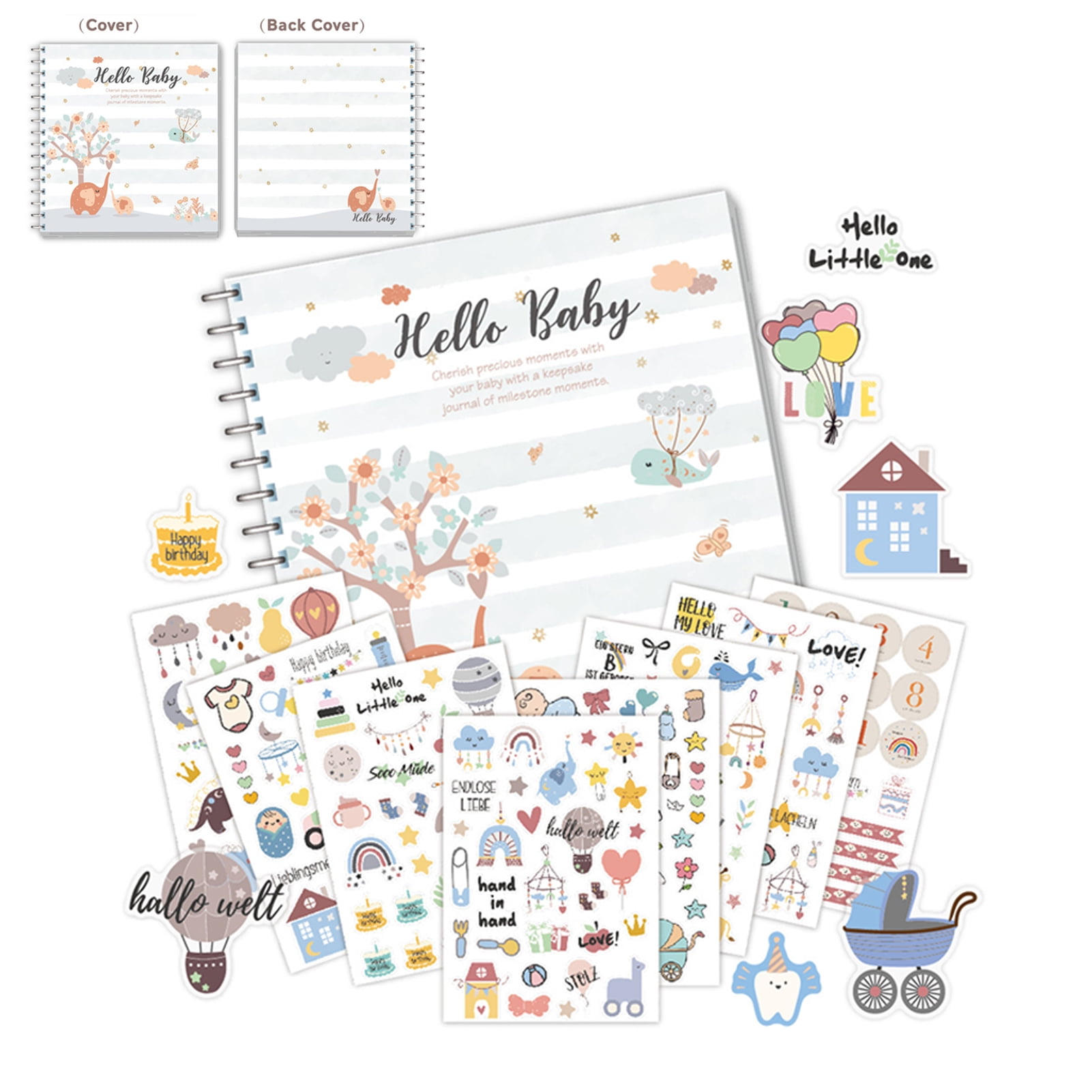 Walbest Baby Growth Record Book Scrapbook Stickers Story-Like Baby ...