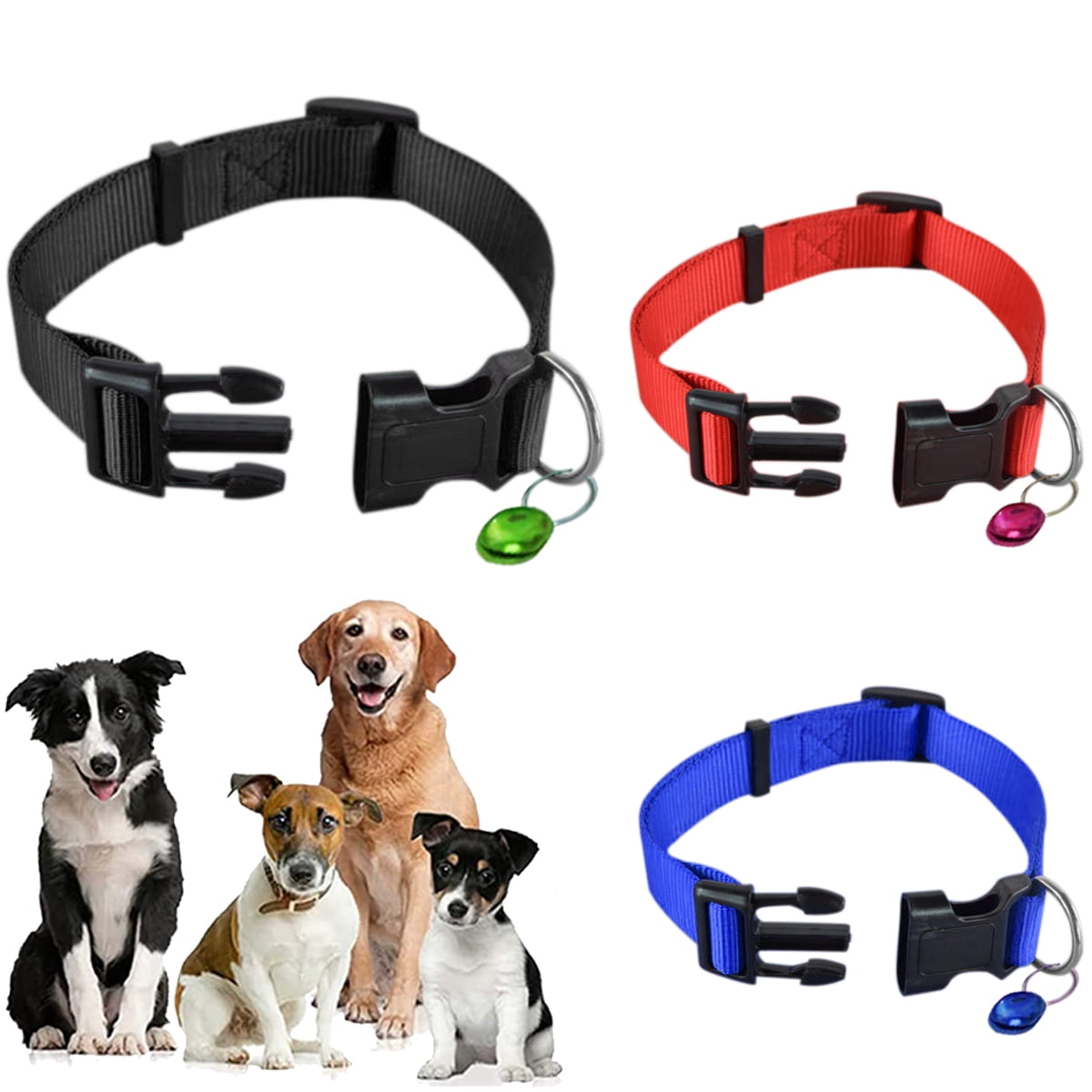 Walbest Basic Nylon Dog Collar with Safety Locking Buckle, Adjustable ...