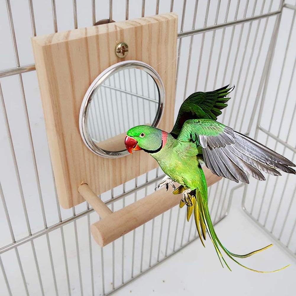 Walbest Bird Mirror,Bird Swing Parrot Cage Toys Swing Hanging Play with ...