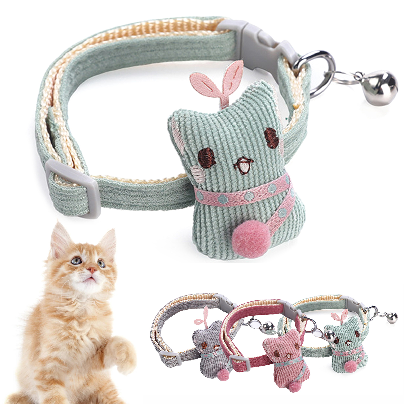 Walbest Breakaway Cat Collar with Bells,Adjustable Kitten Safety ...