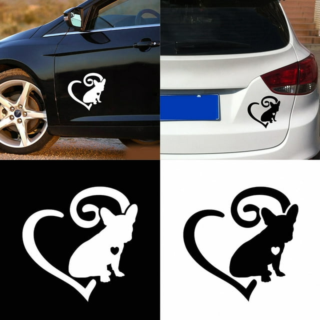 Walbest Car Auto Cartoon French Bulldog Frenchie Love Heart Vinyl Decal ...