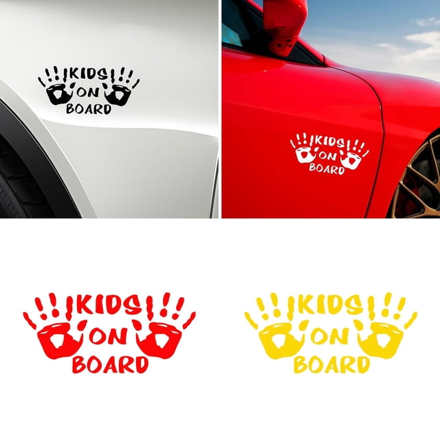 Walbest Car Auto Cute Kids on Board Handprint Reflective Decals Sticker ...