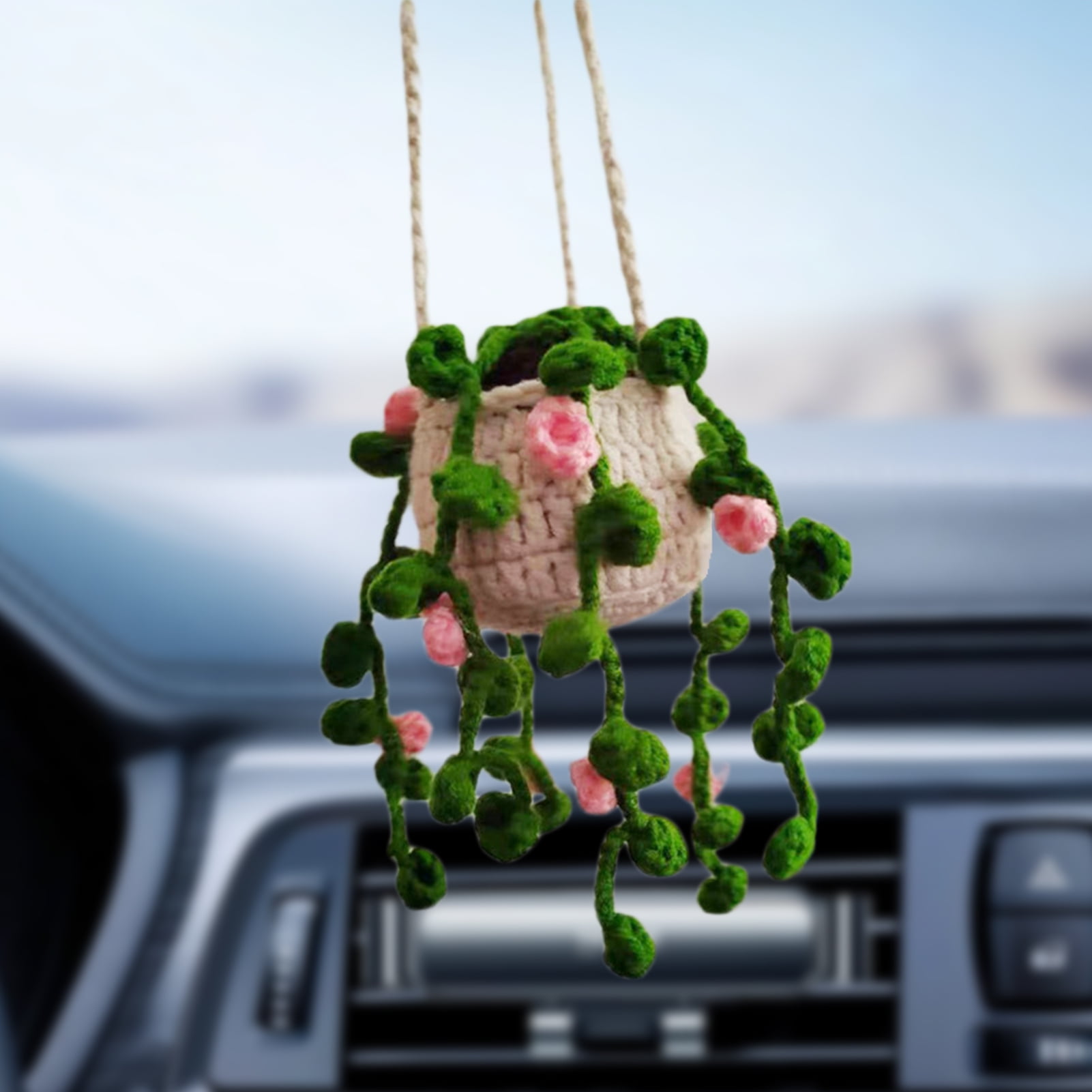 Walbest Car Mirror Hanging Accessory Handmade Knitted Cute Crochet ...