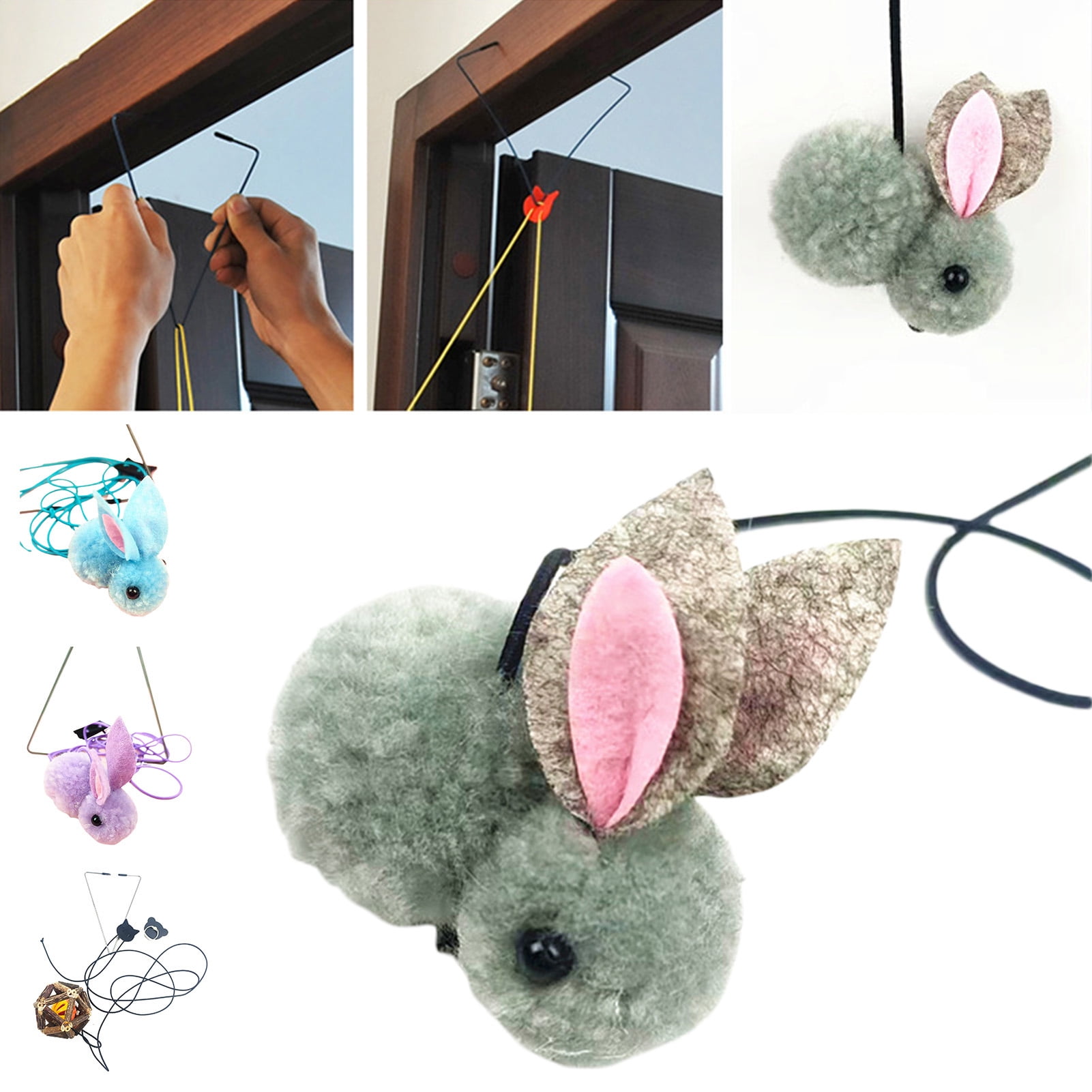 Walbest Cat Toy Rope Rabbit Play Supplies, Hanging Retractable Cat ...