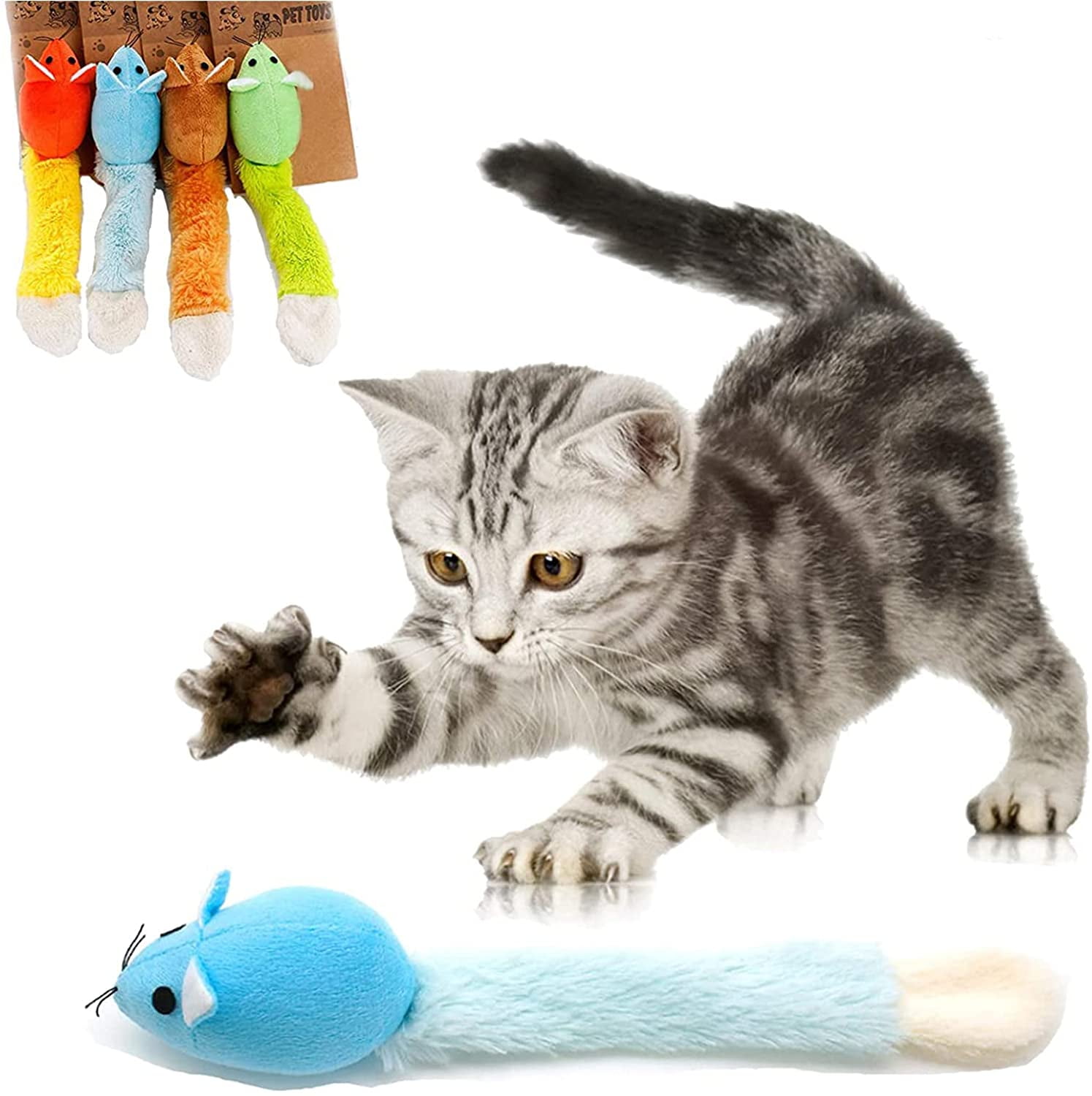 Walbest Catnip Mice Cat Toy, Interactive Cat Chew Toy Bite Resistant 11 ...