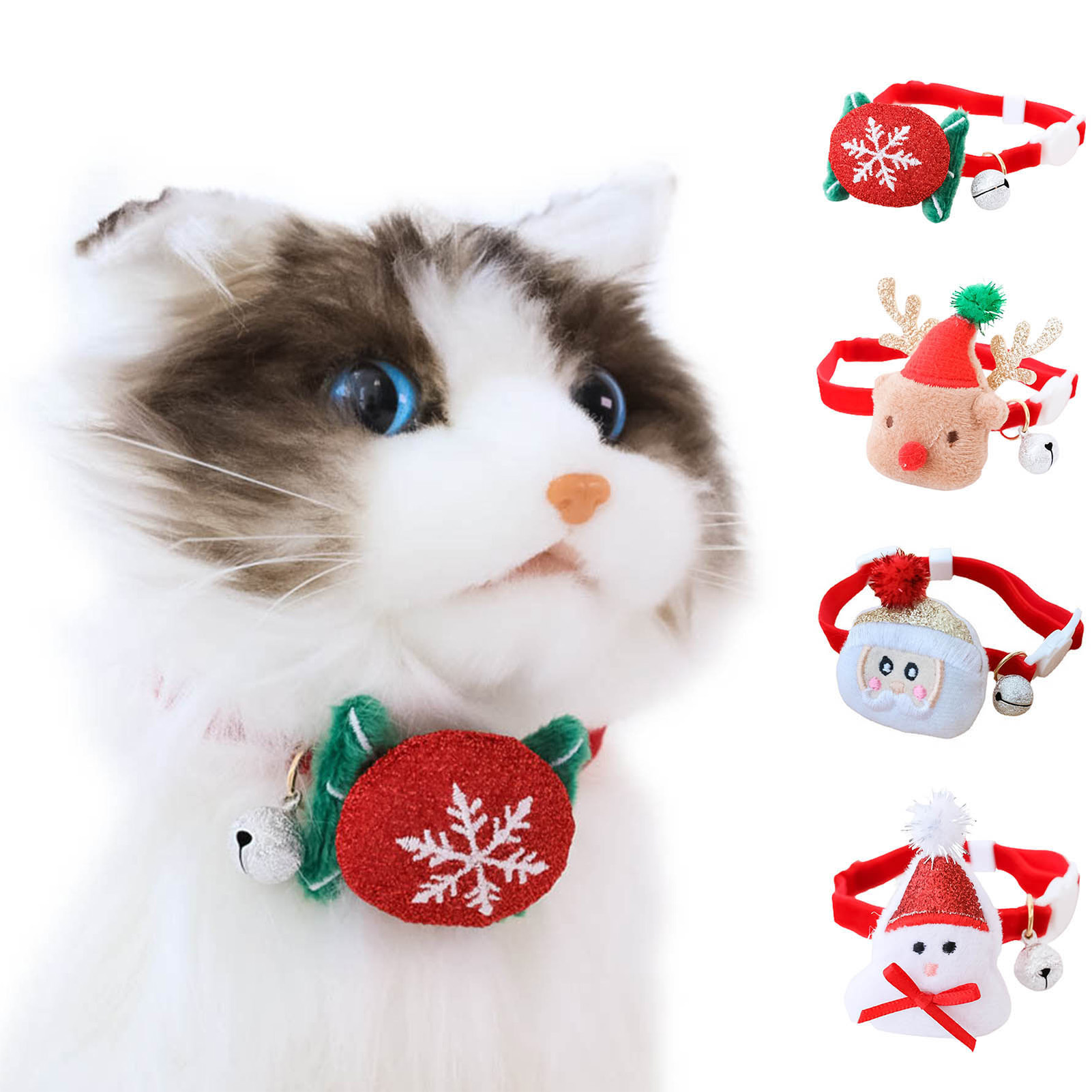 Walbest Christmas Dog Bow Ties Collar, Christmas Dog Collar with Bell ...