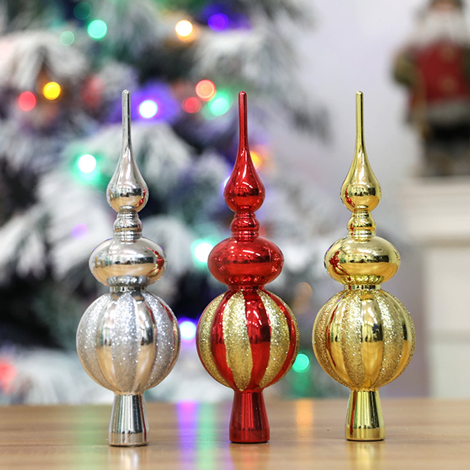 Walbest Christmas Tree Topper Xmas Glitter Tree Top Topper Anti-slip ...