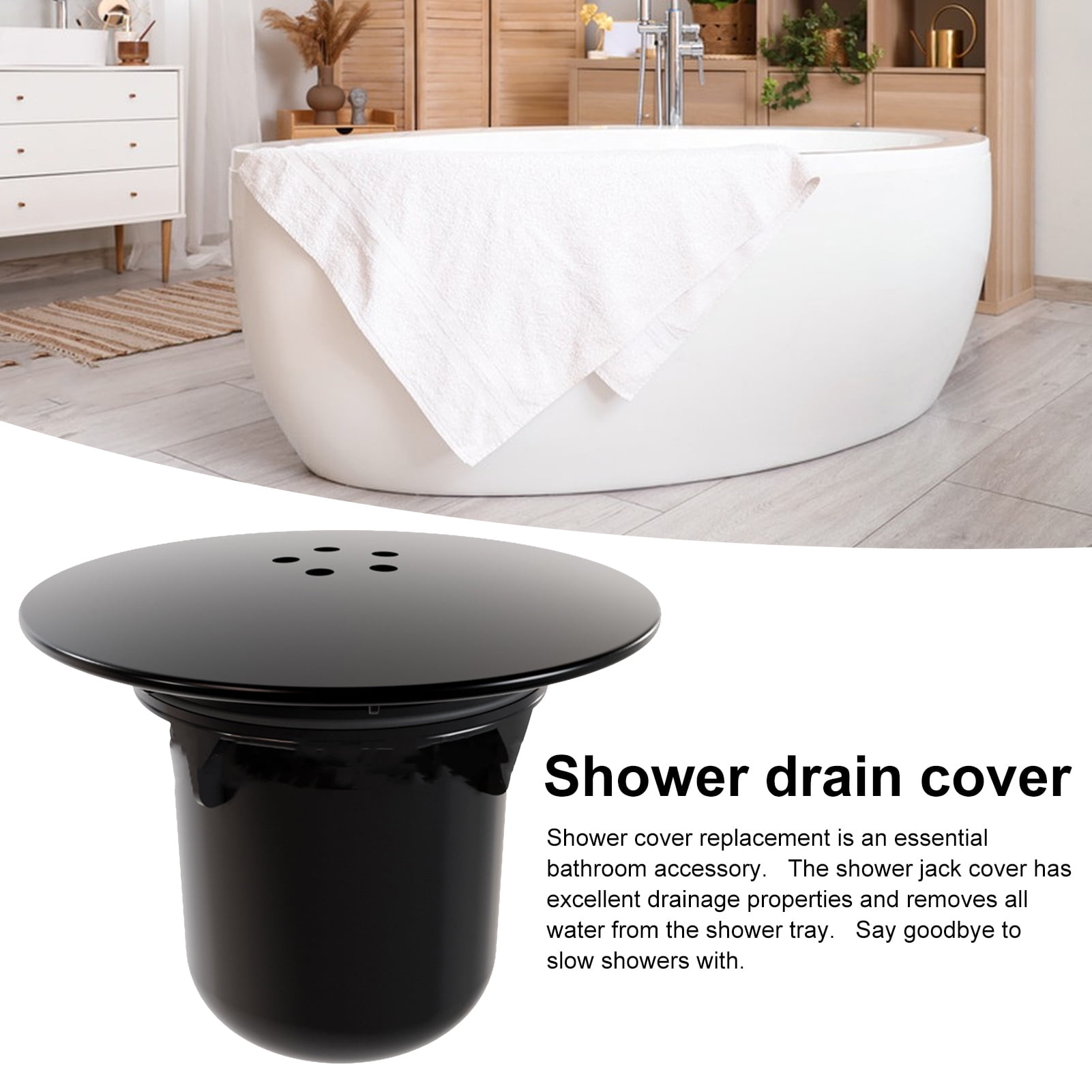 Walbest Chrome Finish Shower Drain Cover Easy Installation Dip Cup Fast ...