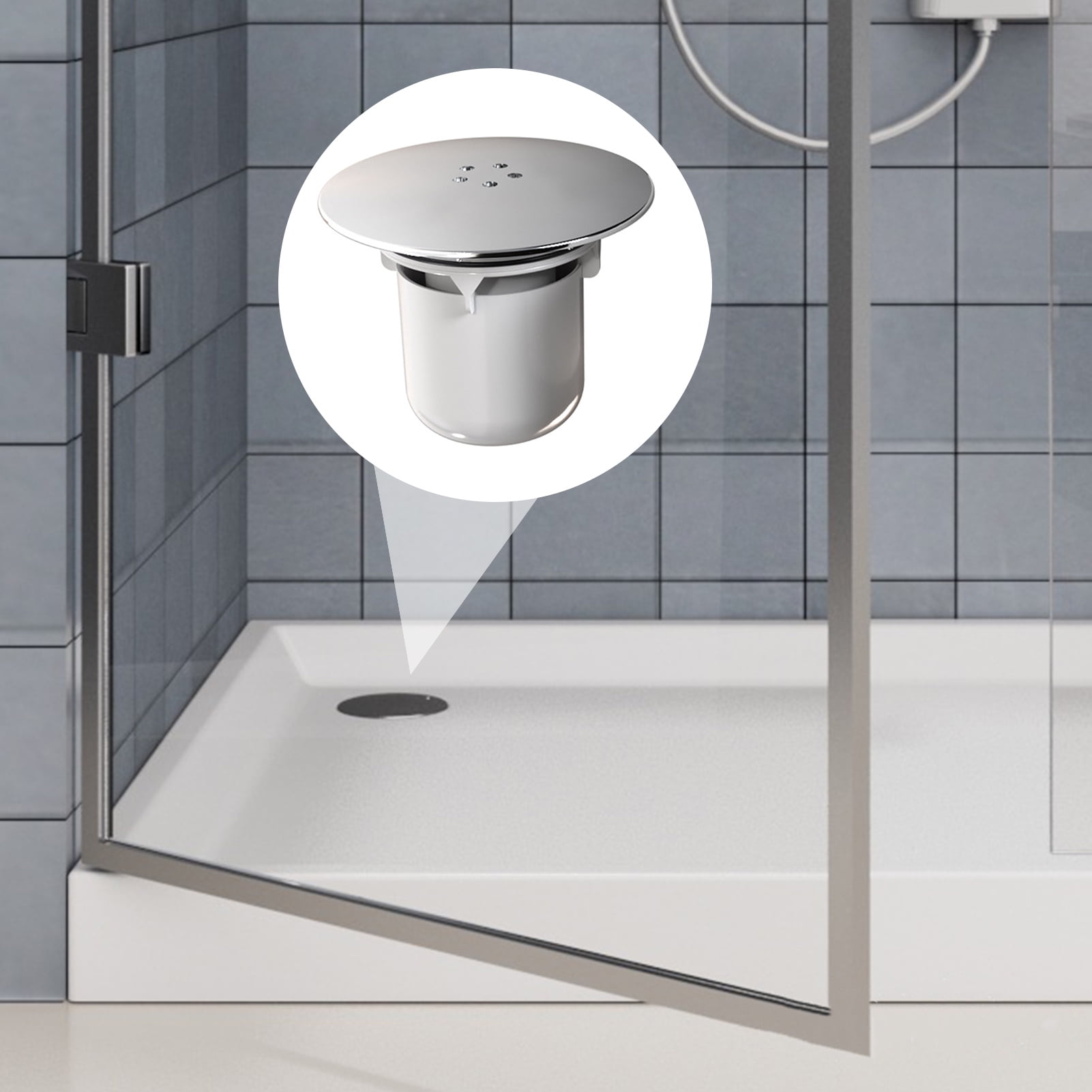 Walbest Chrome Finish Shower Drain Cover Easy Installation Dip Cup Fast ...
