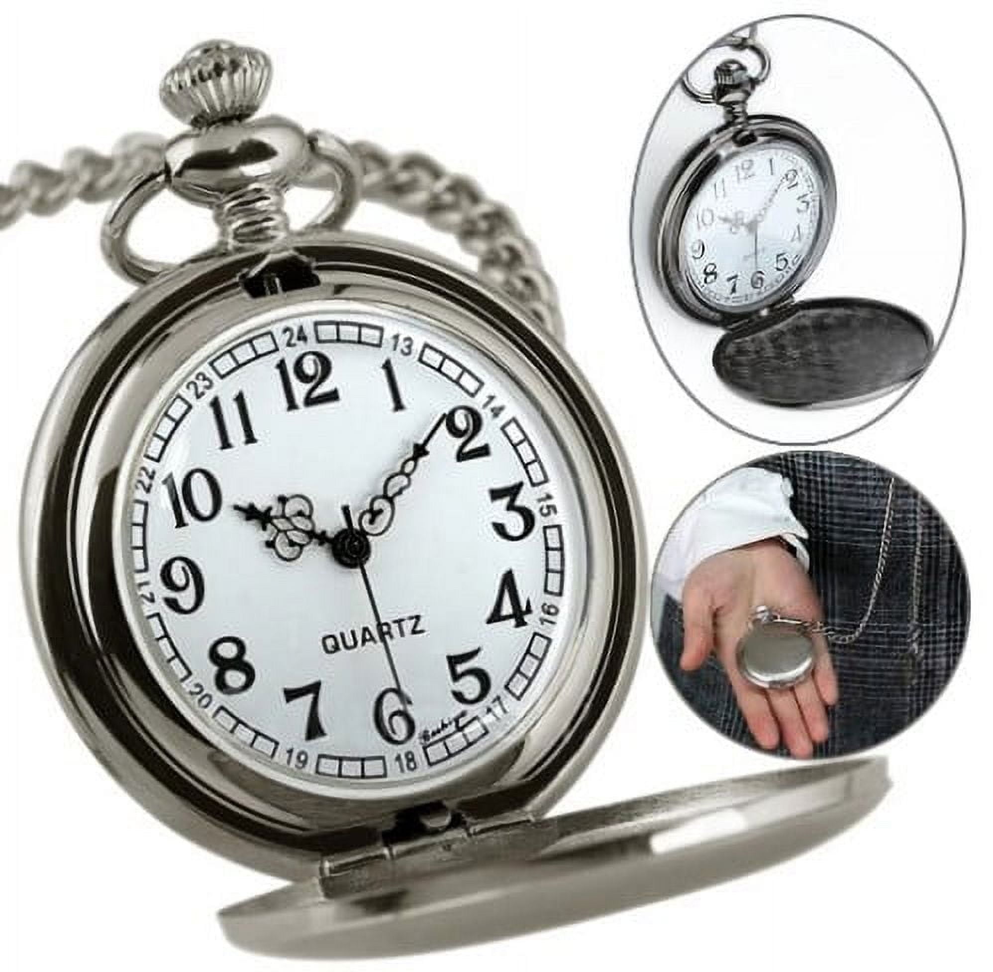Walbest Classic Smooth Surface Vintage Quartz Pocket Watch, Arabic ...