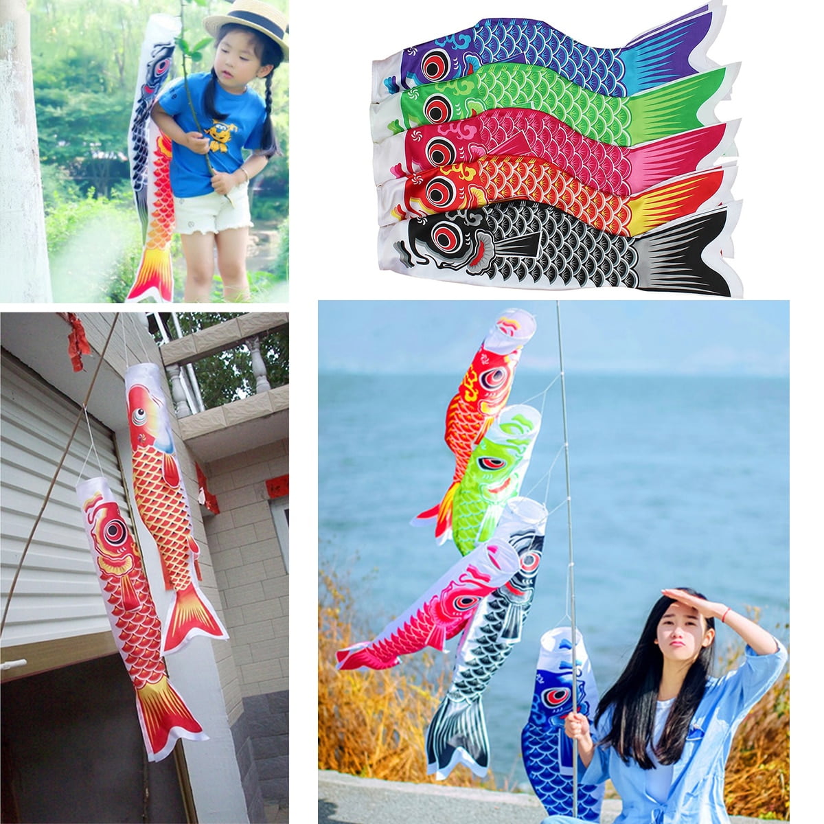 Walbest Colorful Japanese Koinobori Carp Streamer Windsock Fish Flag ...