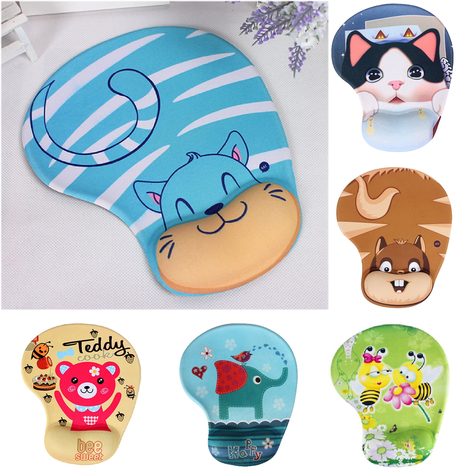 Walbest Cute Cartoon Mouse Pad with Wrist Support Gel Ergonomic 3D ...
