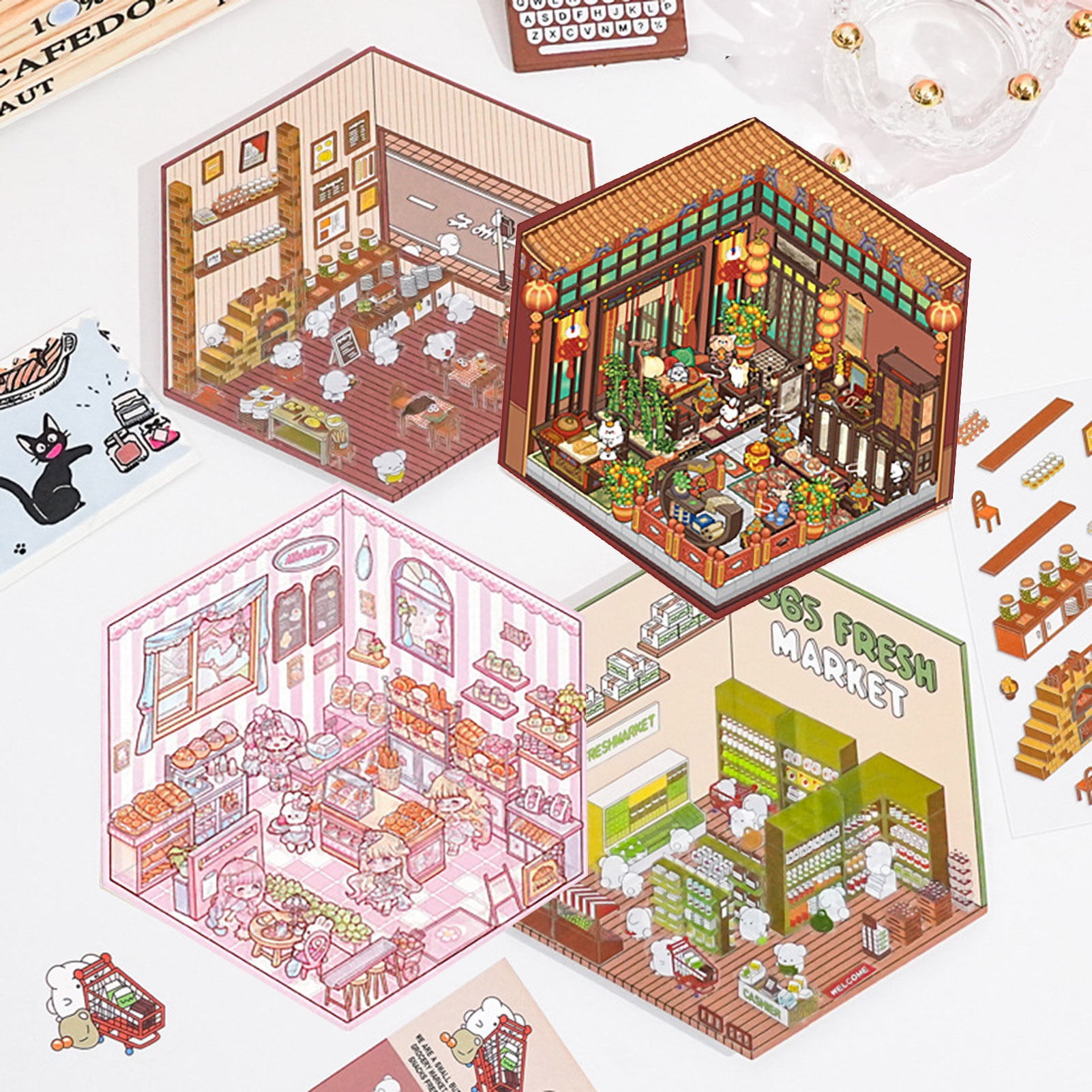 Walbest DIY Project 3D House Stickers Adults Kids Funny Cartoon Sticker ...