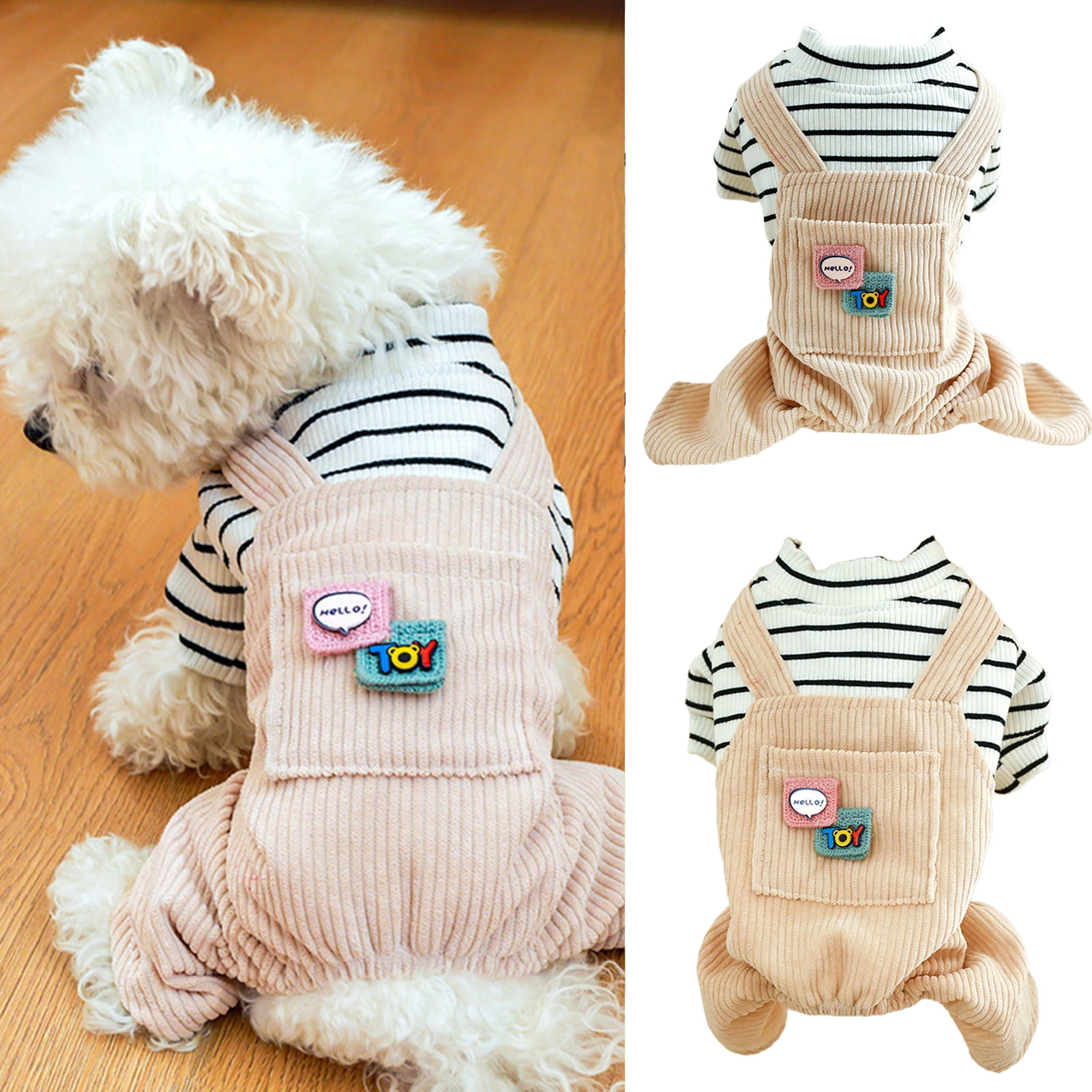 Walbest Dog Overalls Pet Clothes with Pocket Dog Outfits Jumpsuit Shirt ...