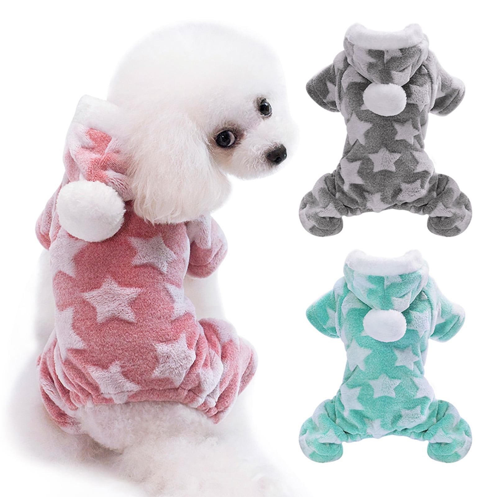 Walbest Dog Pajamas Dog Coral Fleece Dog Sweater Hoodie Star Pattern ...