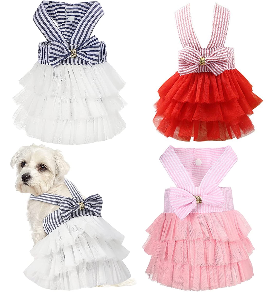 Walbest Dog Princess Dresses Puppy Bow Knot Dress Pet Tutu Dresses ...