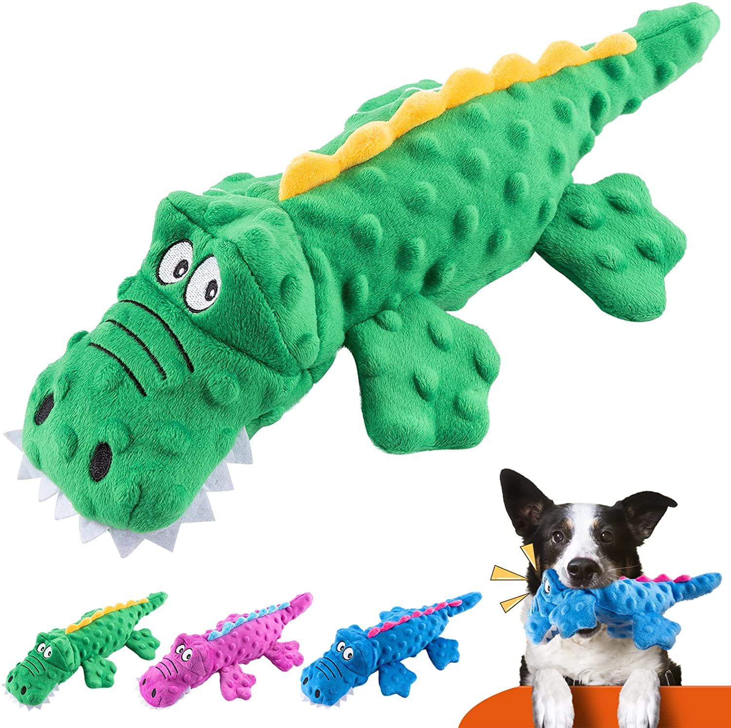 Walbest Dog Squeaky Crocodile Toys with Sounding Paper and Airbag ...