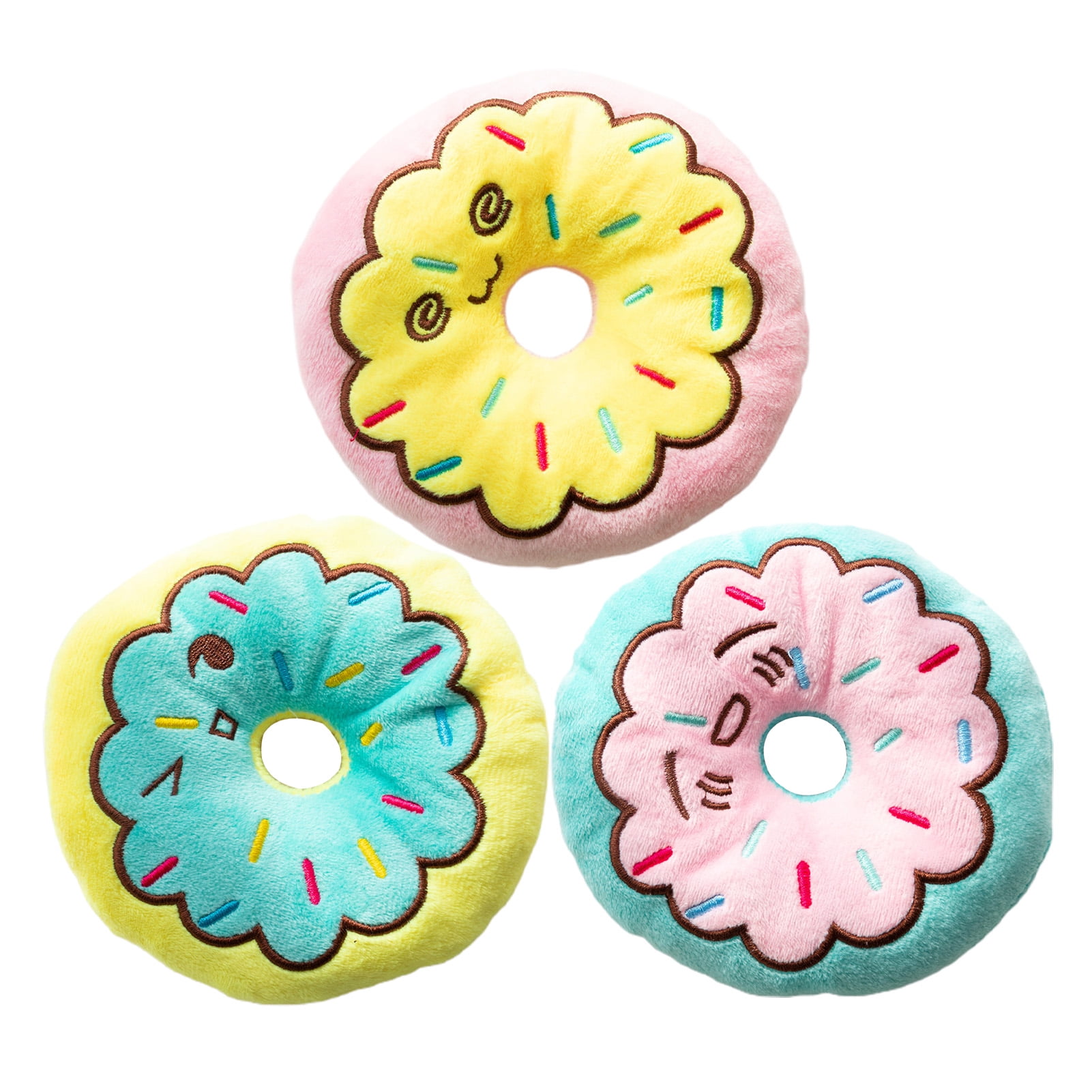 Walbest Dog Squeaky Toy, Stuffed Donut Shape Relieve Boredom Playing ...