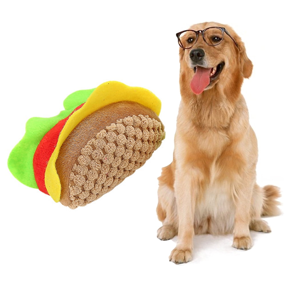 Walbest Dog Toy Plush Hamburger Chew Toy with Squeaker Funny Durable ...