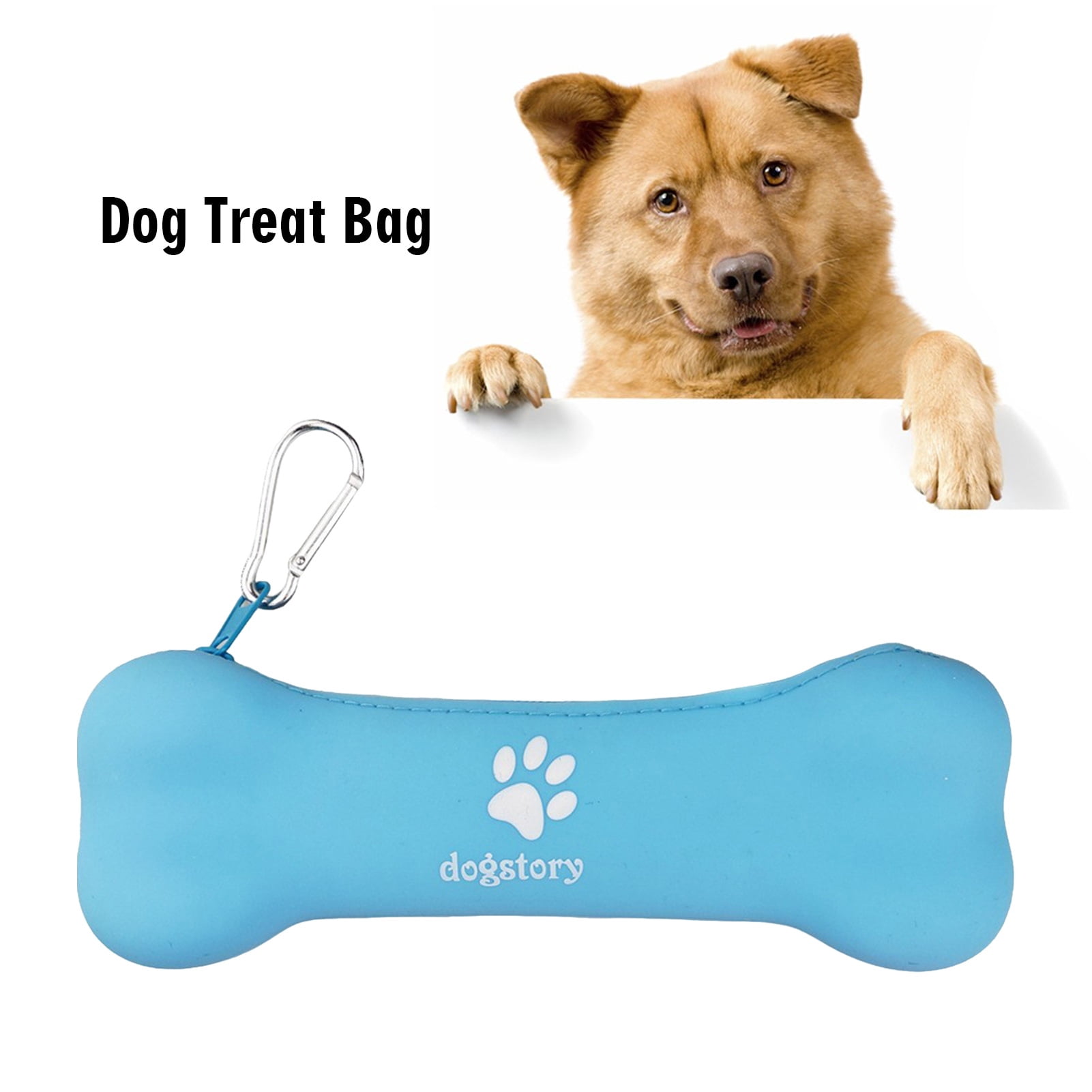 Walbest Dog Treat Pouch Silicone Dog Snack Bag Bone Shape Zippered Dog ...
