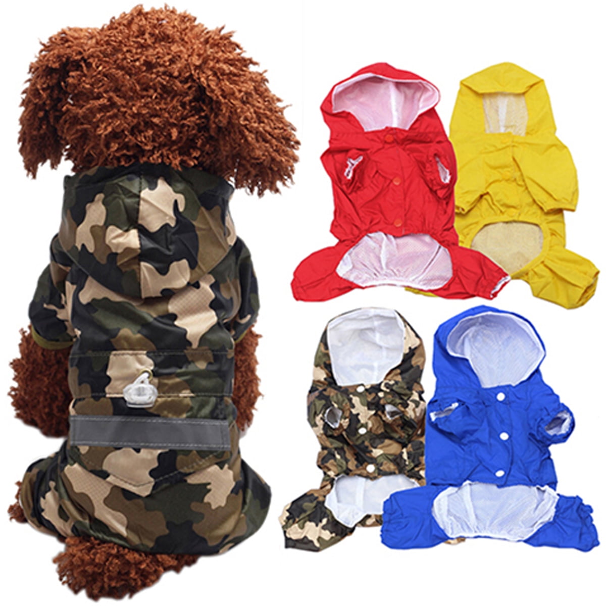 Walbest Double Layer Pet Dog Clothes Raincoat, Waterproof Hooded Dog ...