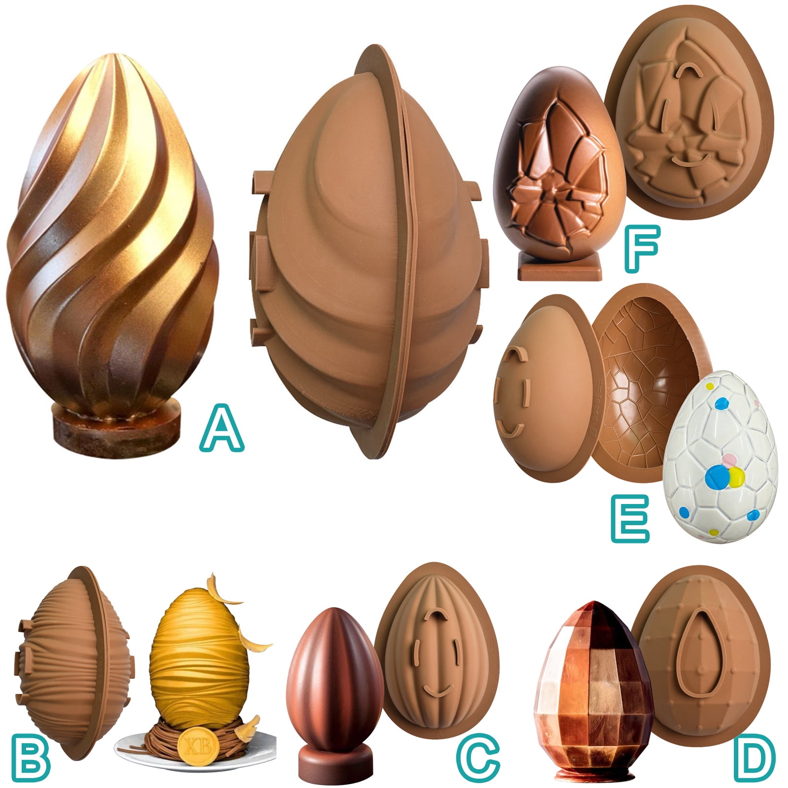 Walbest Easter Egg Shaped DIY Chocolate Silicone Mold, 7.1" 3D Egg ...