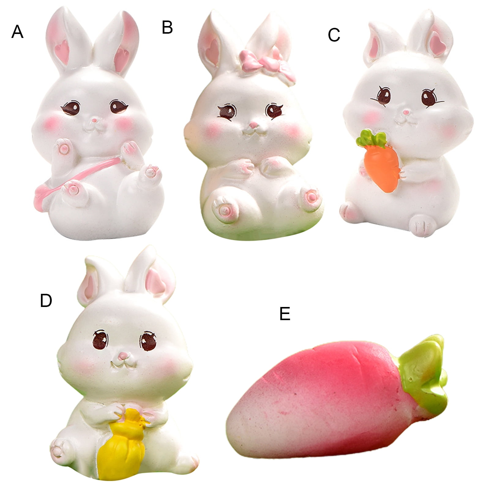Walbest Easter Mini Rabbit Figurine Exquisite Realistic Resin Micro ...