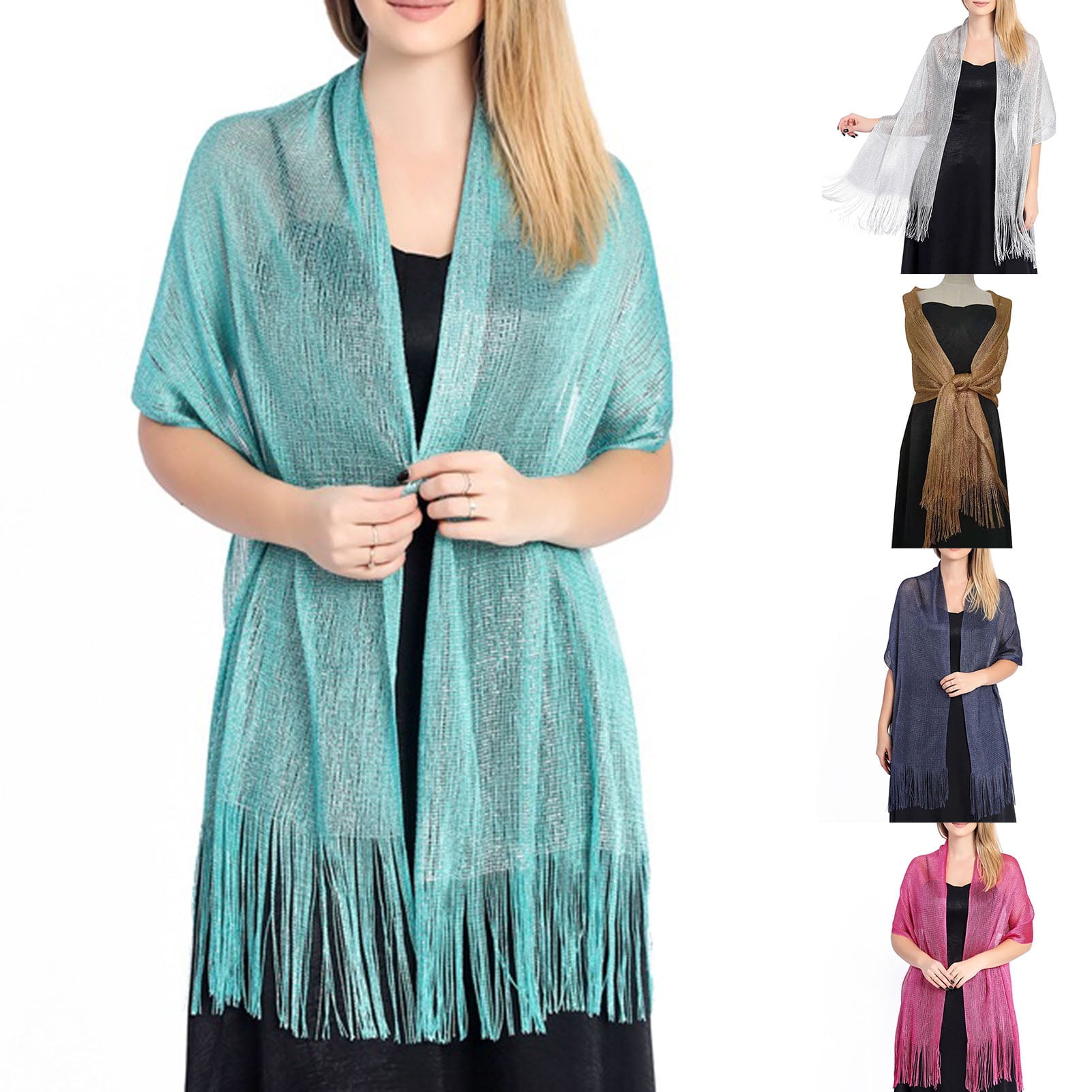 Walbest Elegant Bride Shawl Ultralight Solid Color Tassels Decor ...