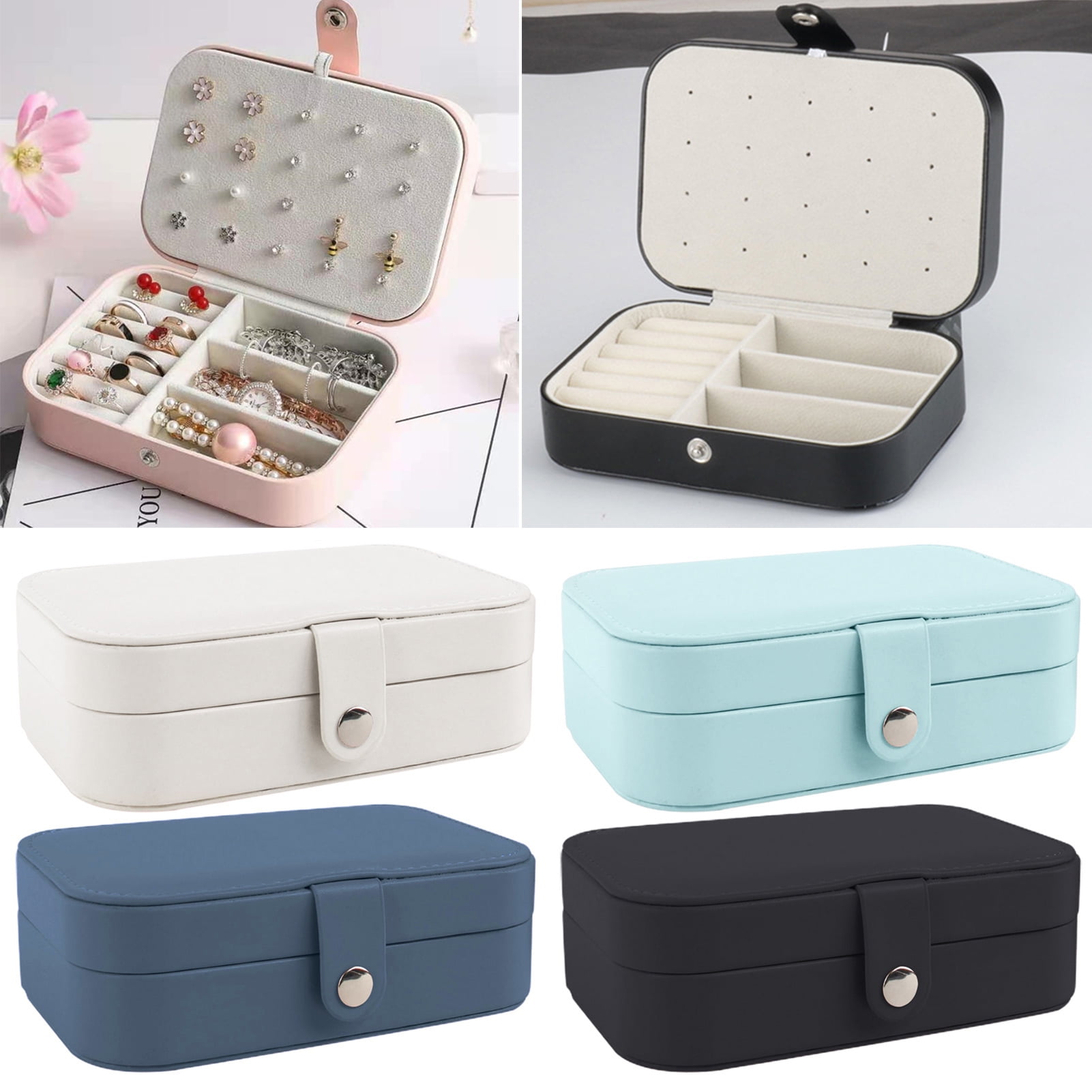 Walbest Empty Jewelry Organizer Box, Travel Jewelry Case for Women ...