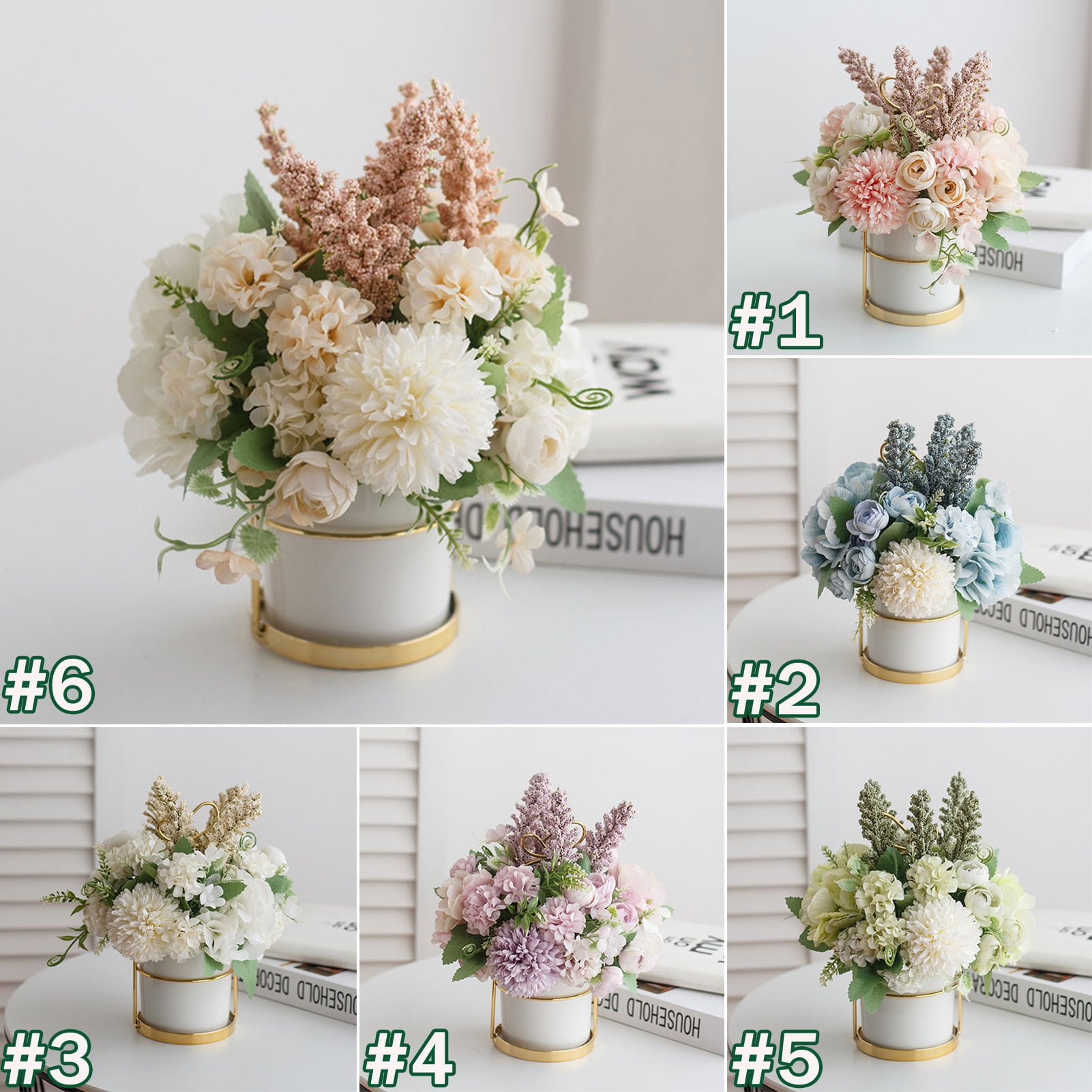 Walbest Fake Rose Flowers Bonsai, Potted Artificial Flowers Home ...