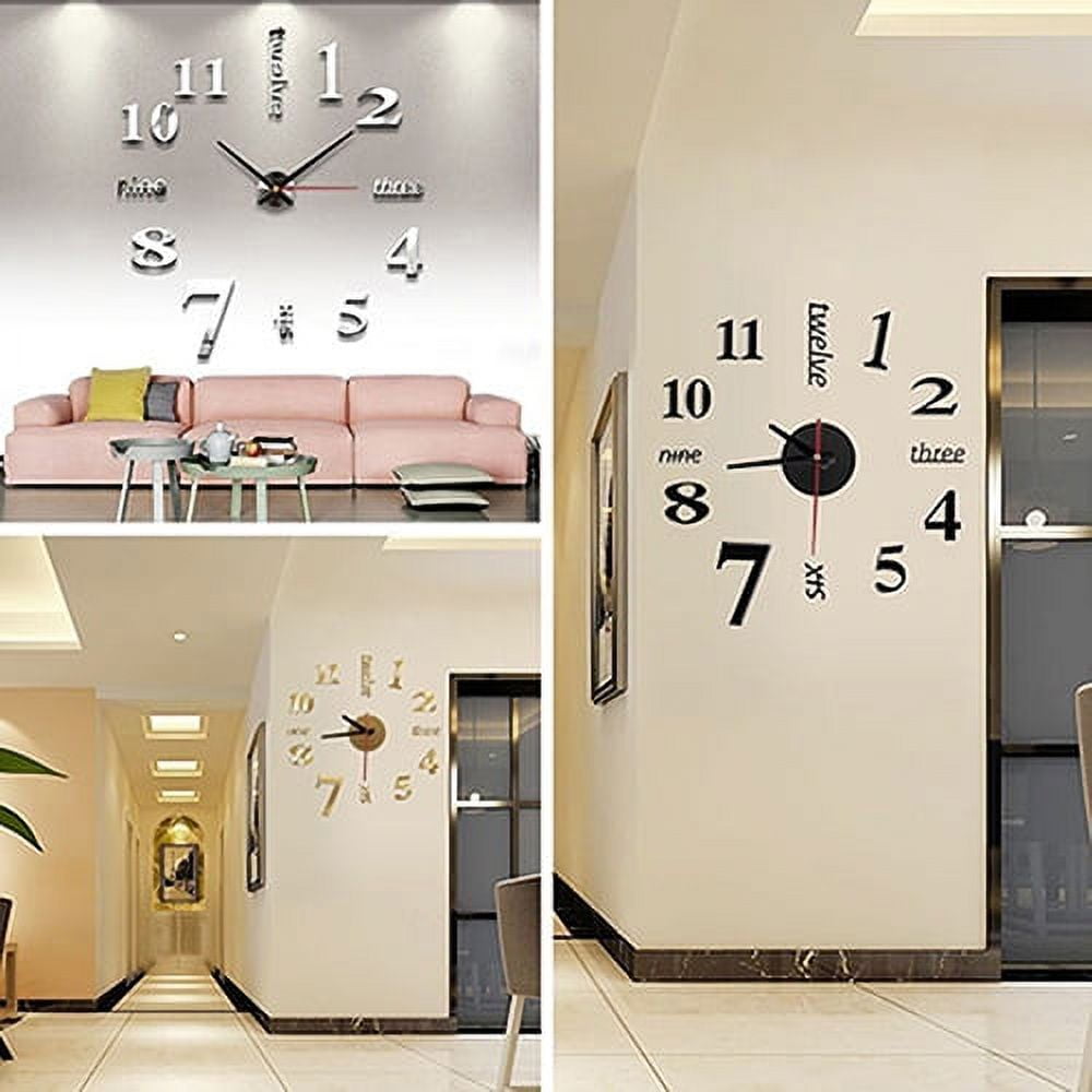 Walbest Fashion DIY Analog Wall Clock Sticker Art Design Office Living ...