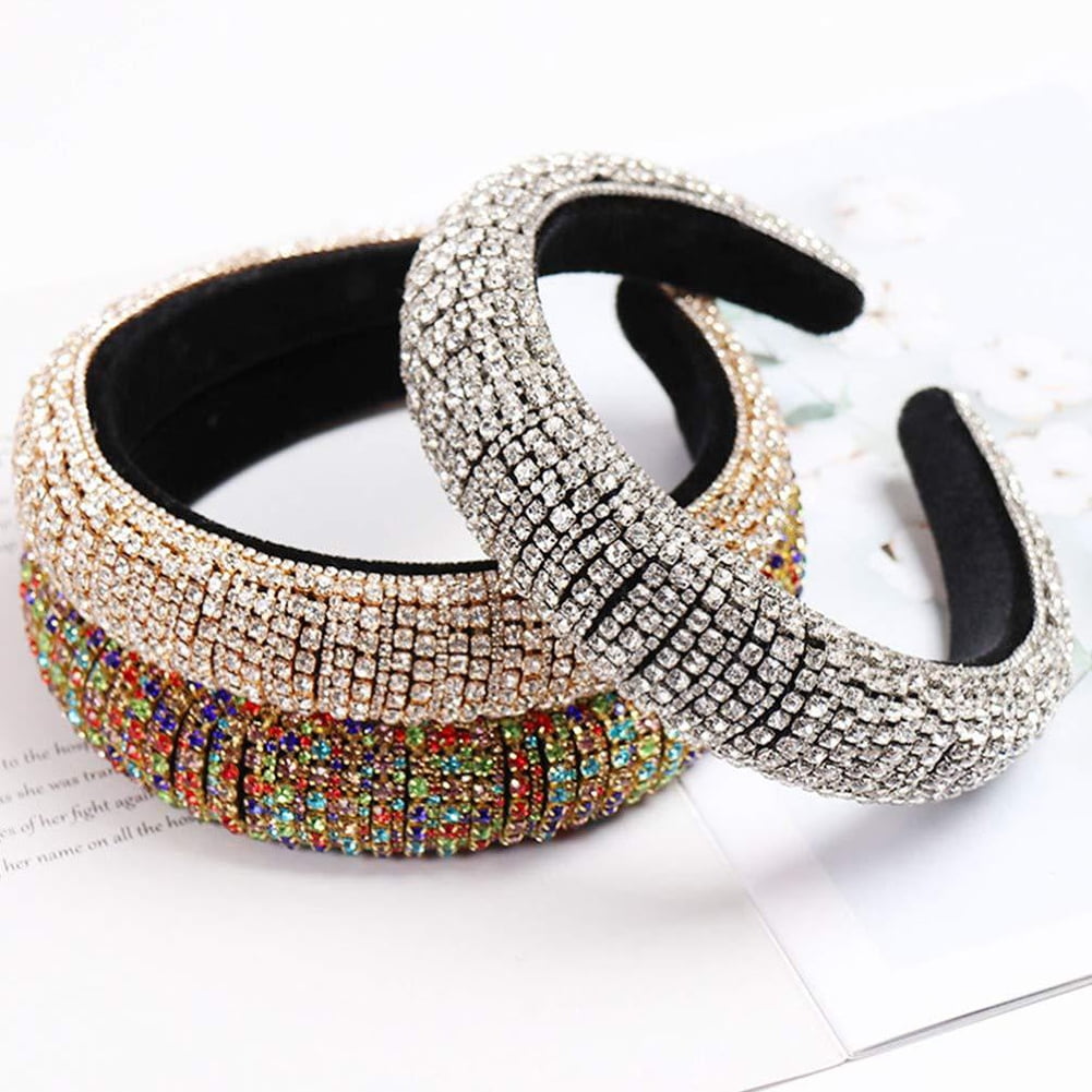 Walbest Fashion Rhinestone Headband for Women, Sponge Padded Crystal ...