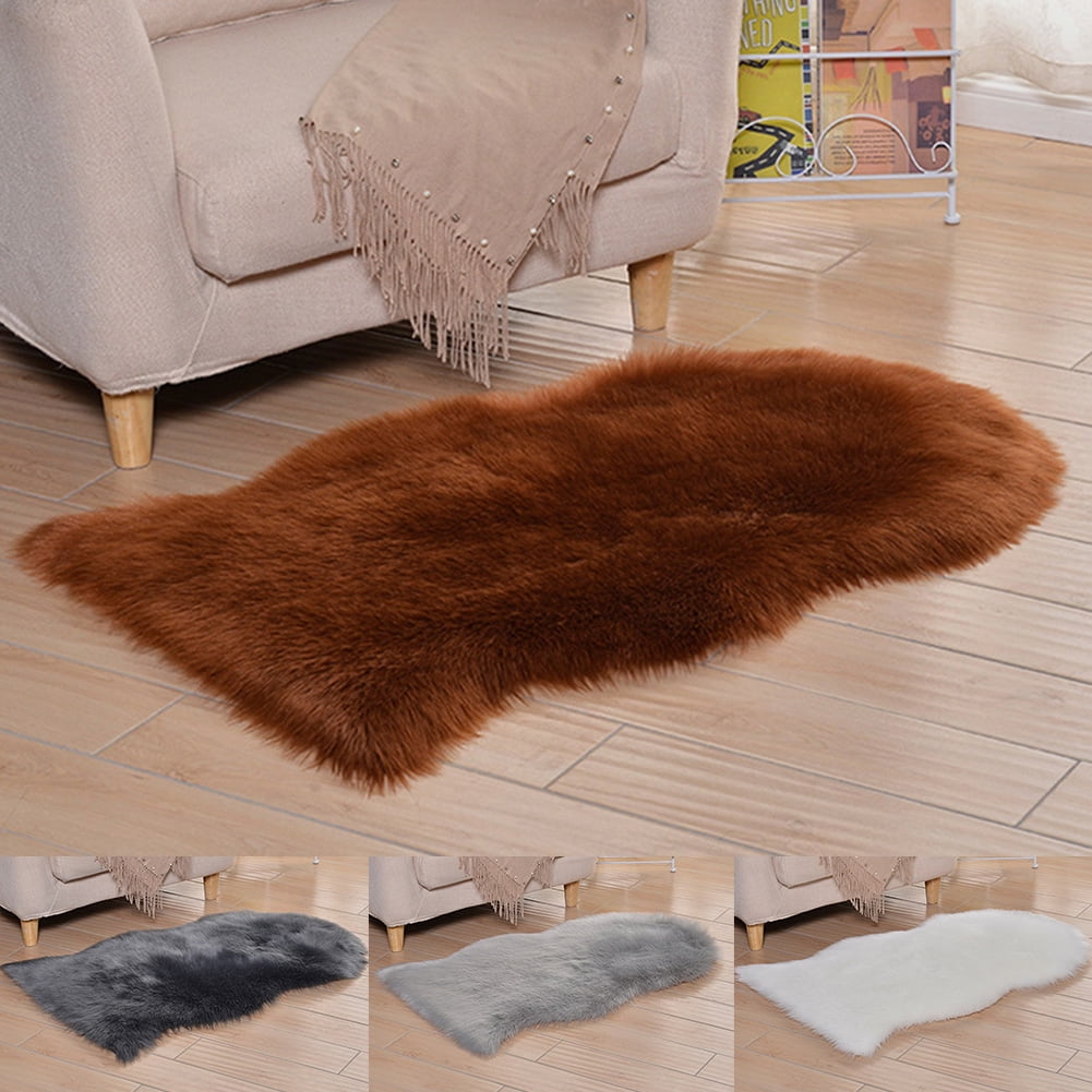 Walbest Faux Sheepskin Rug Soft Plush Fluffy Shaggy Carpet Area Mats ...