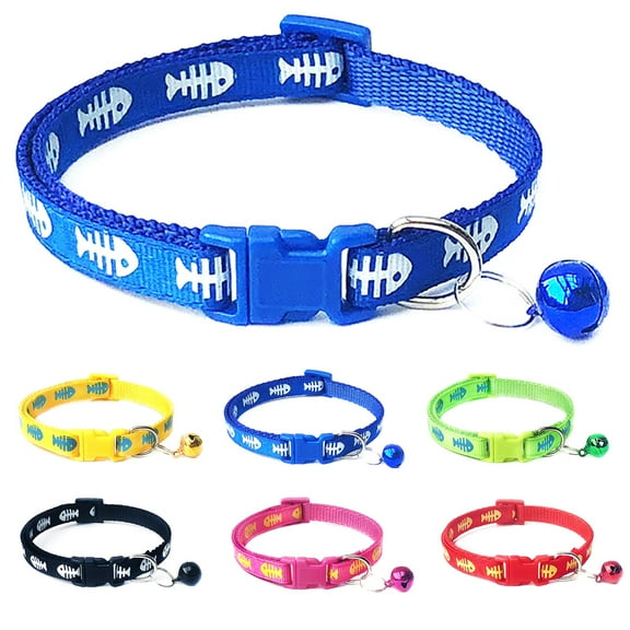DUOYOU Clearance Fish Bone & Reflective Cat Collar With Bell Basic Dog ...