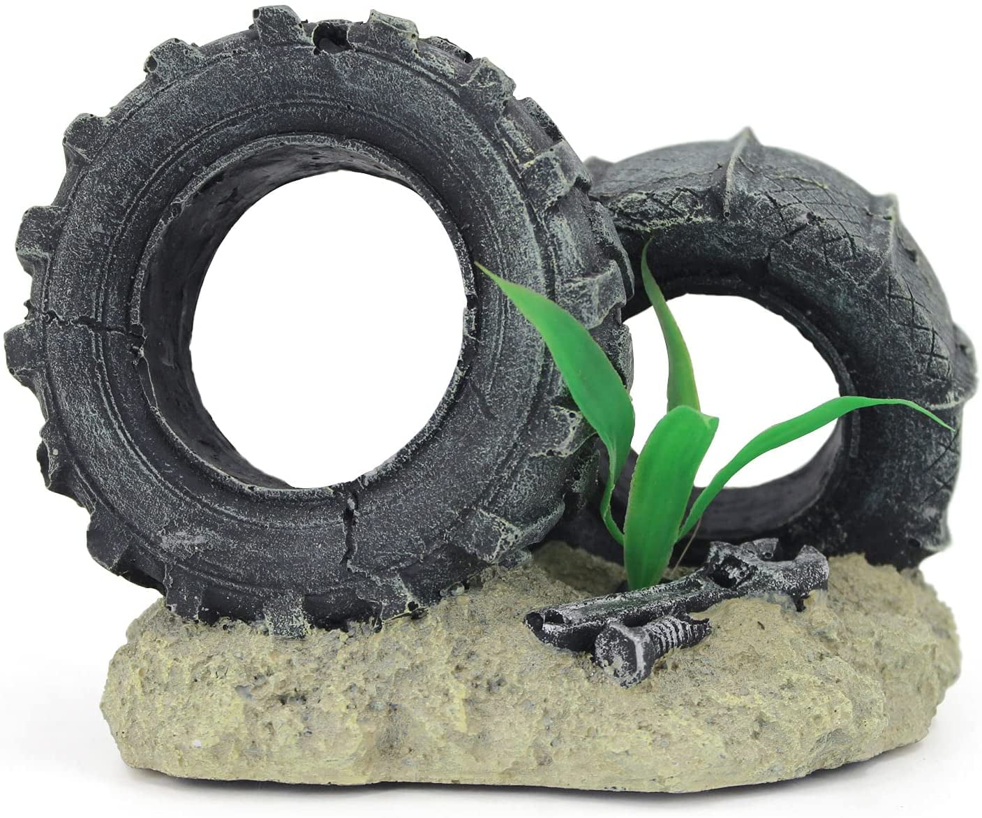 Walbest Fish Tank Decoration Tire - Resin Aquarium Ornament, Large Fish ...