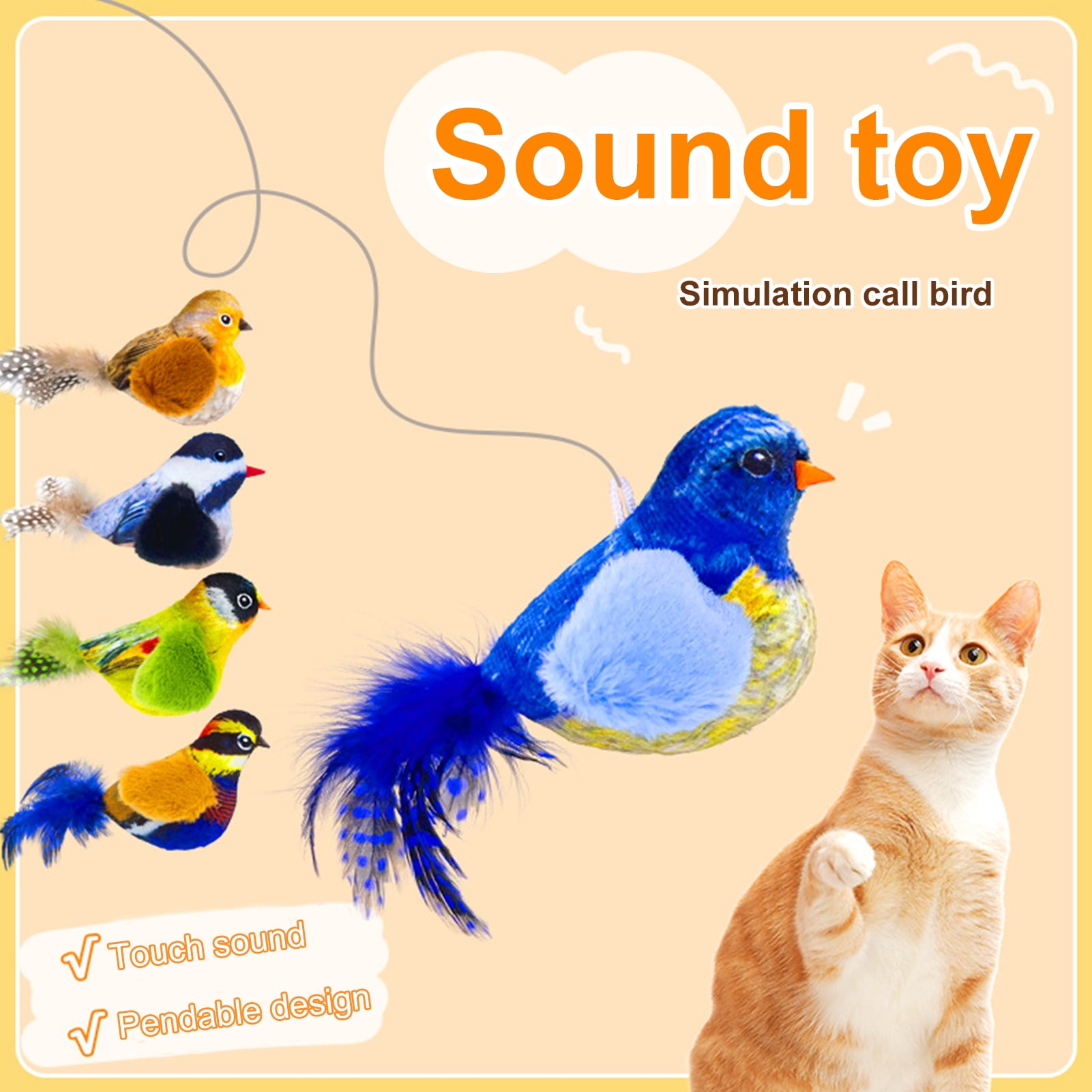 Walbest Flapping Bird Cat Toy with Realistic Bird Sound Interactive ...