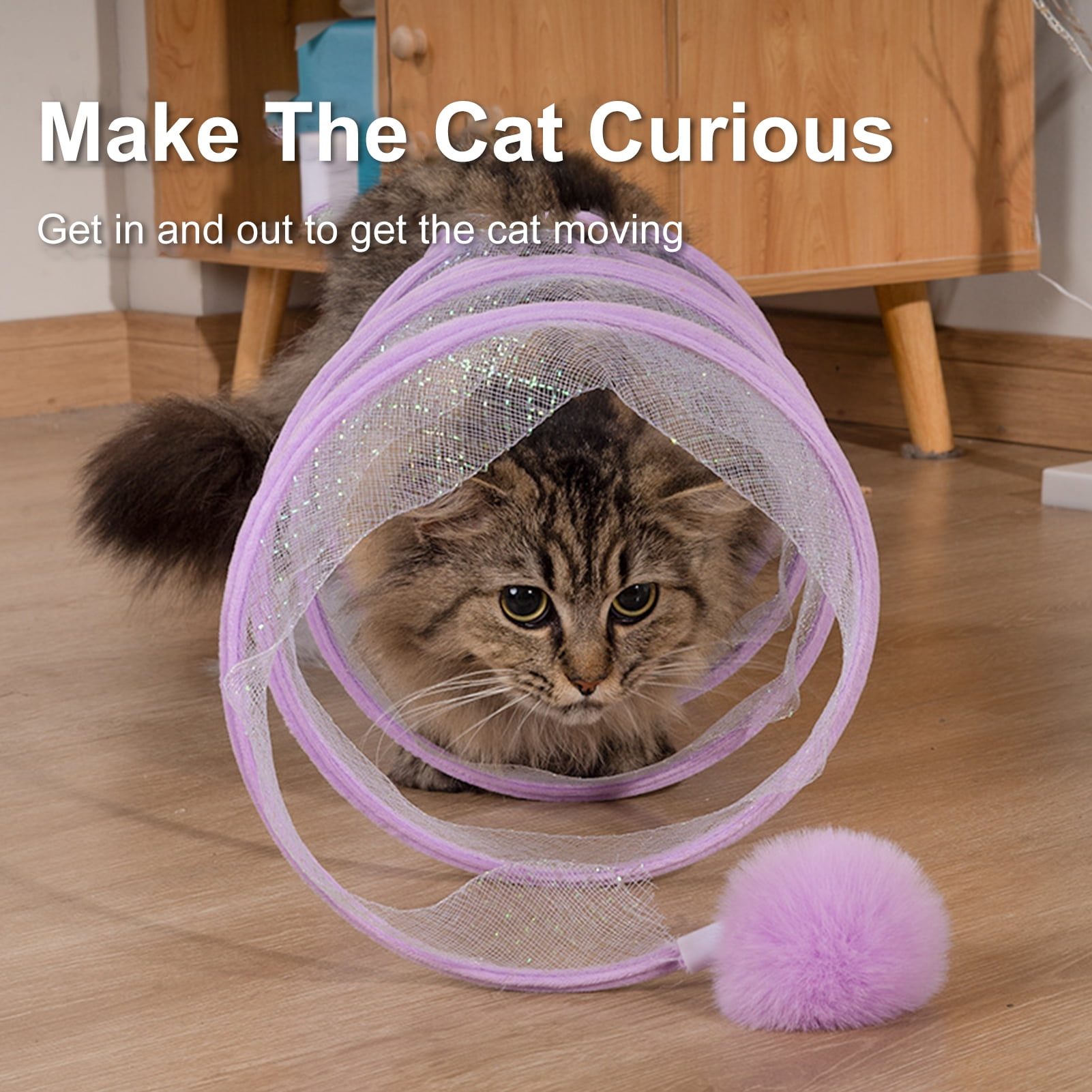Walbest Folded Cat Tube Tunnel with Feathers Indoor Exercise Cats ...