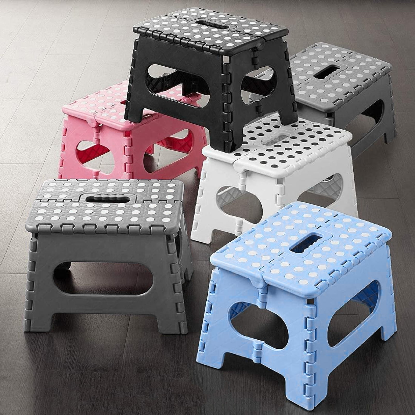 Walbest Folding Step Stool with Portable Handle Heavy Duty Plastic Holds Up to 300Lbs Kitchen ...