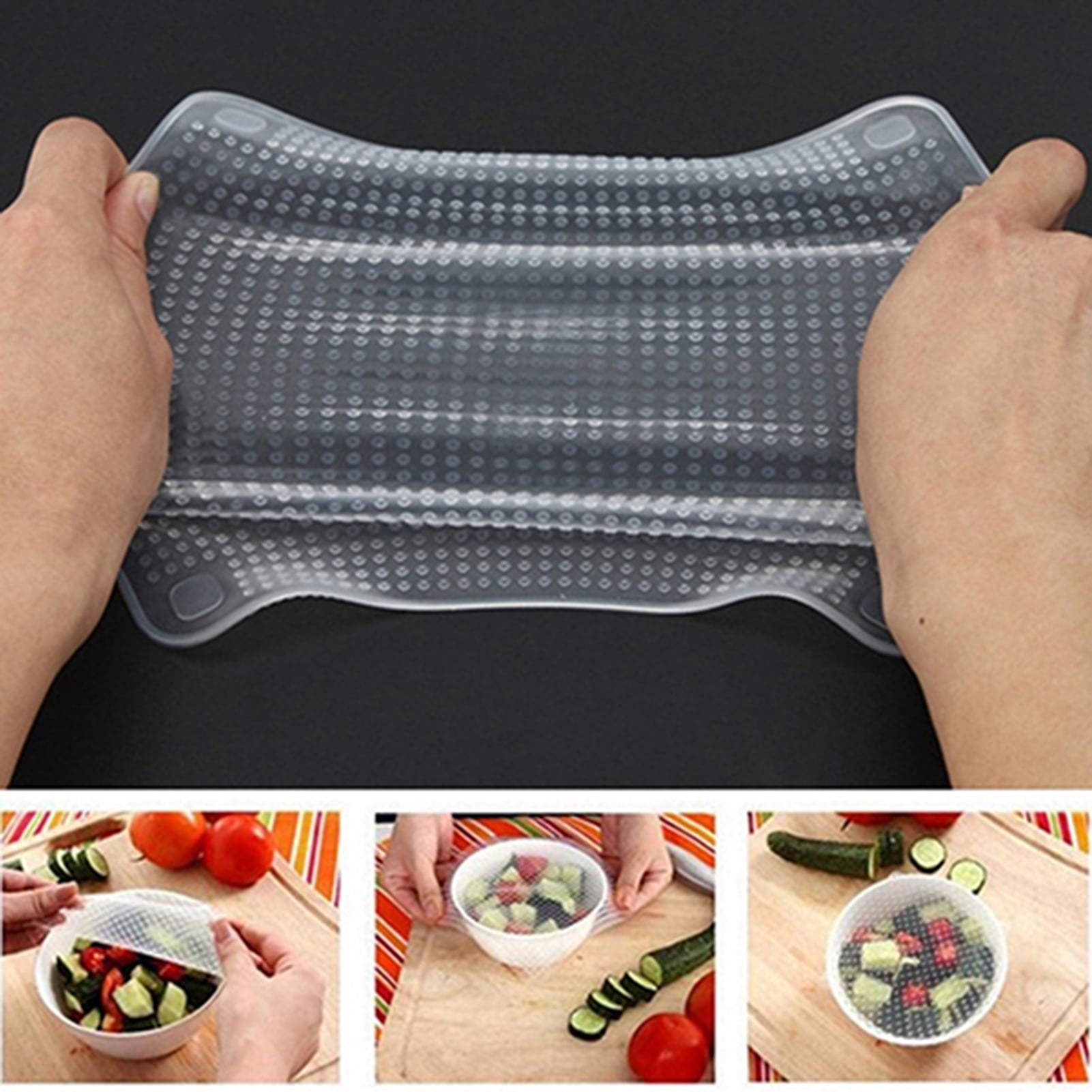 Walbest Food Wrappers Reusable Kitchen Tool Silicone Clear Square Food ...