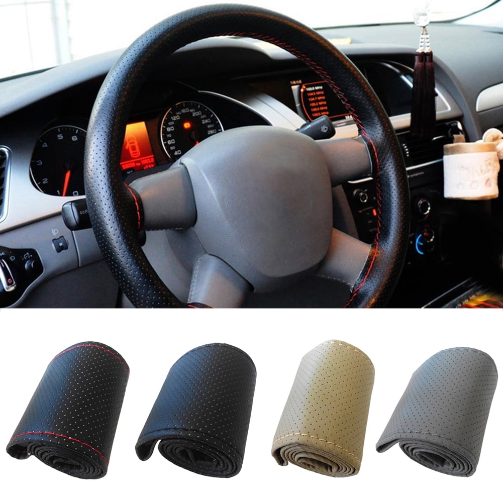 Walbest Genuine Leather Steering Wheel Cover, Stitch On Wrap, for 14 ...