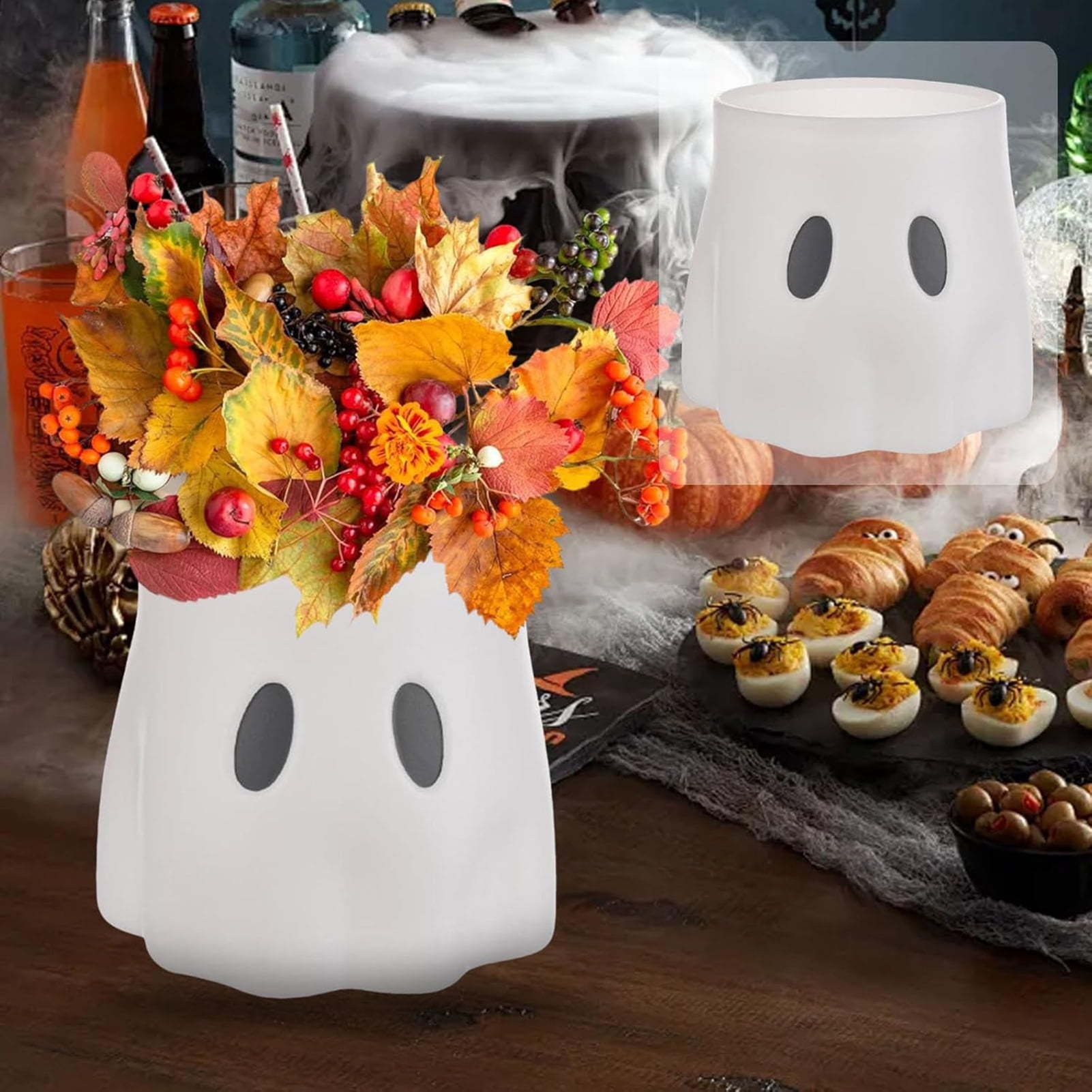 Walbest Ghost Bucket Resin Ghost Planter Pot Candy Bowl Halloween ...
