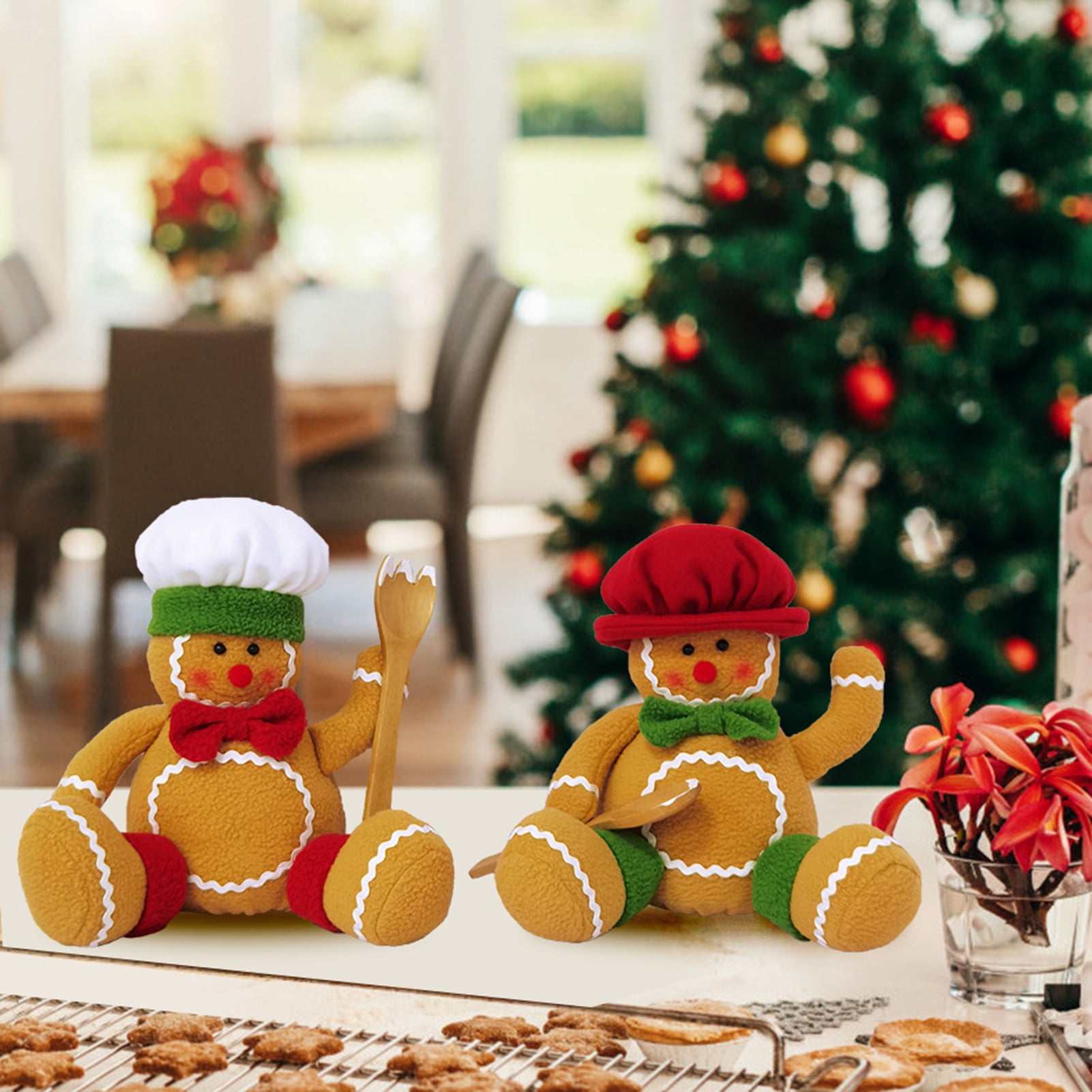 Walbest Gingerbread Man Doll Plush Stuffed Sitting Cookie Gingerbread ...