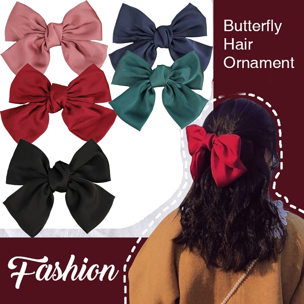 Walbest Hair Barrette Hairpin for Women Girls, Solid Color Large Satin ...